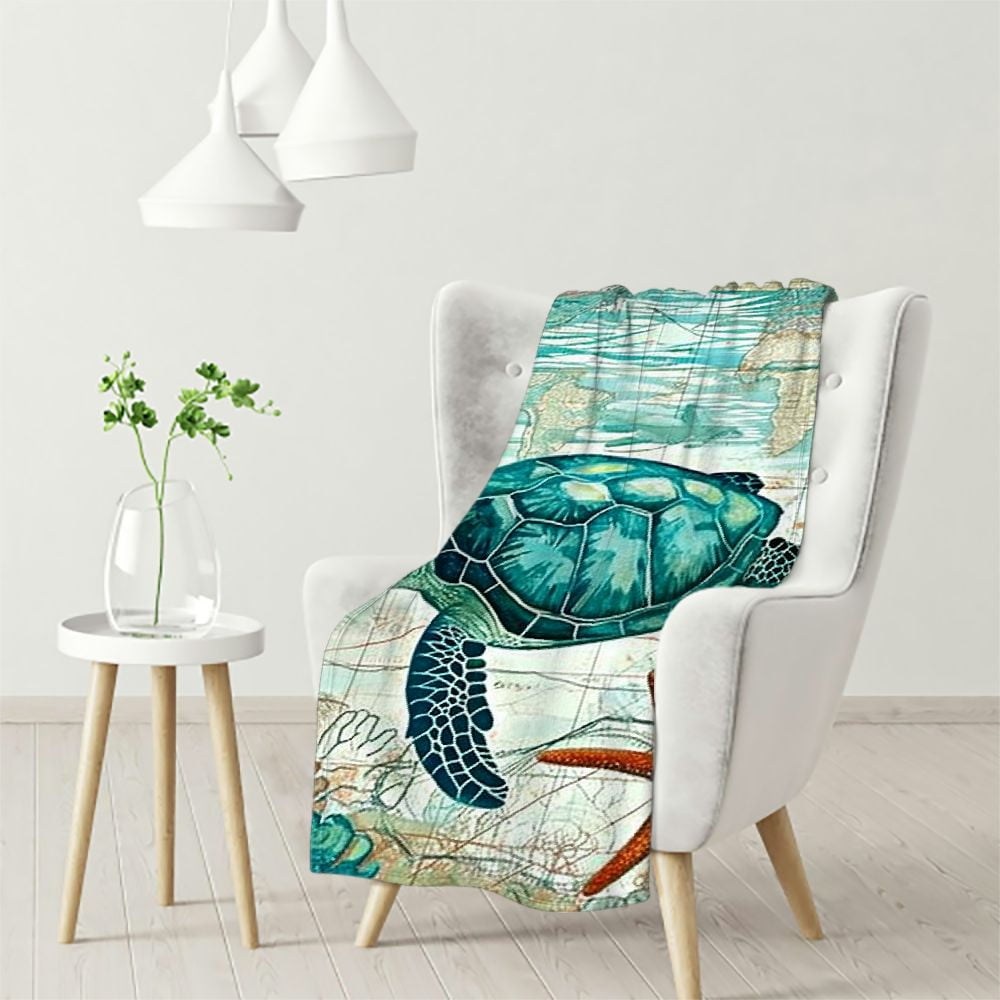 MDO Levens Sea Turtle Throw Blanket Gifts for Women Girls Kids, Vintage ...