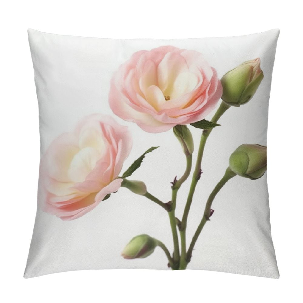 MDO Pink Rose Flower One Throw Pillow with Cover for Couch Bed Sofa, 18 ...