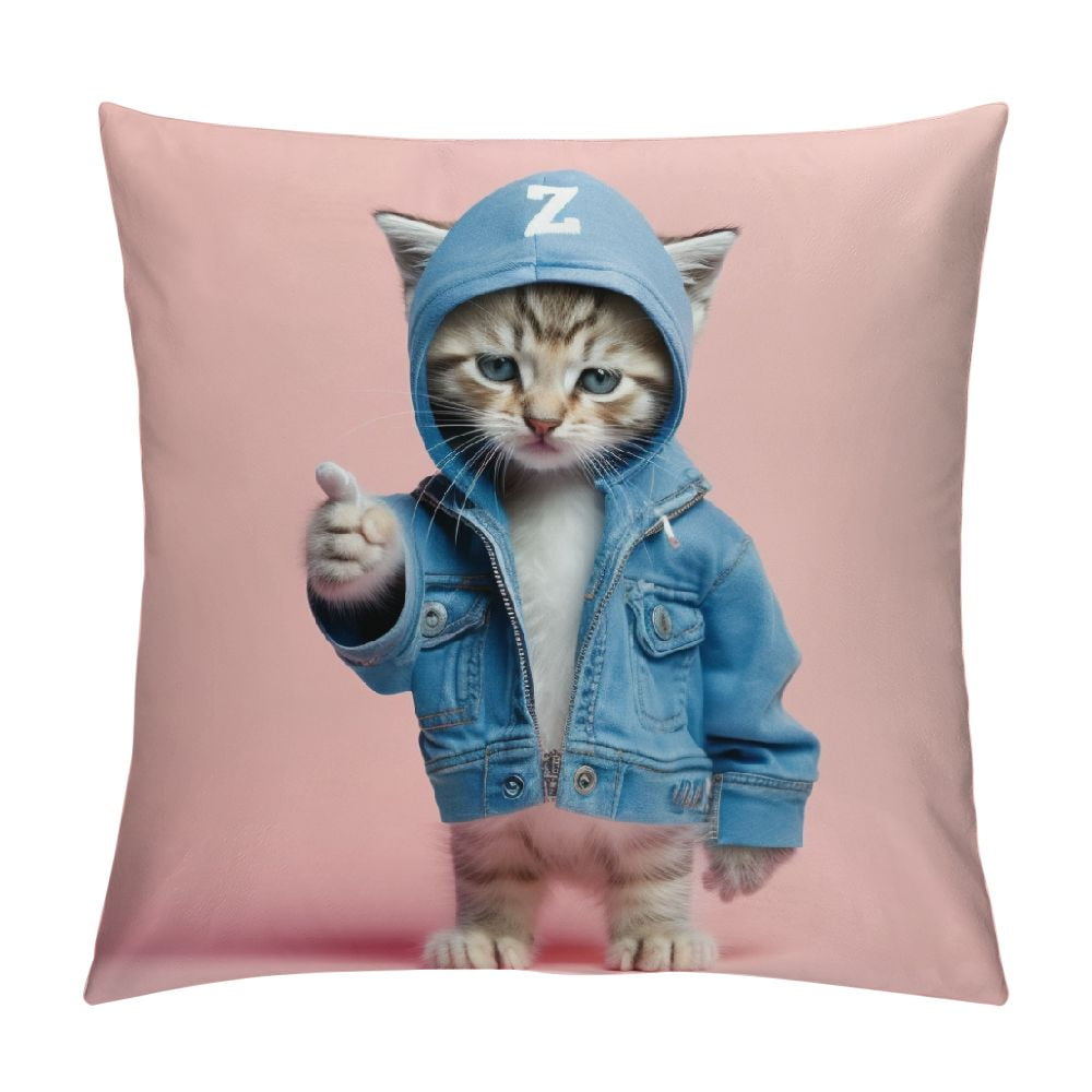 MDO Throw Pillow Cover Cat Animal Kitty Little Cute Kitten Funny Lovely ...