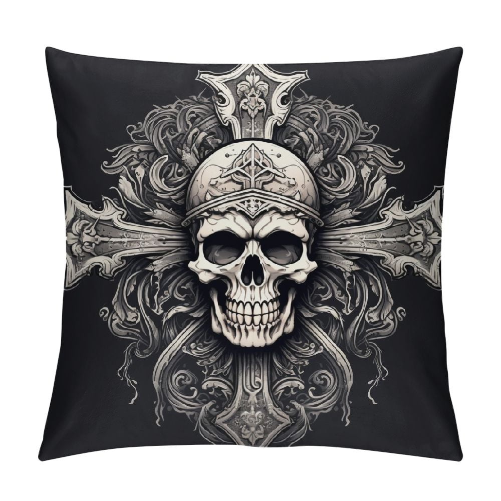 MDO Vintage Skull One Throw Pillow with Cover for Couch Bed Sofa, 18 x ...