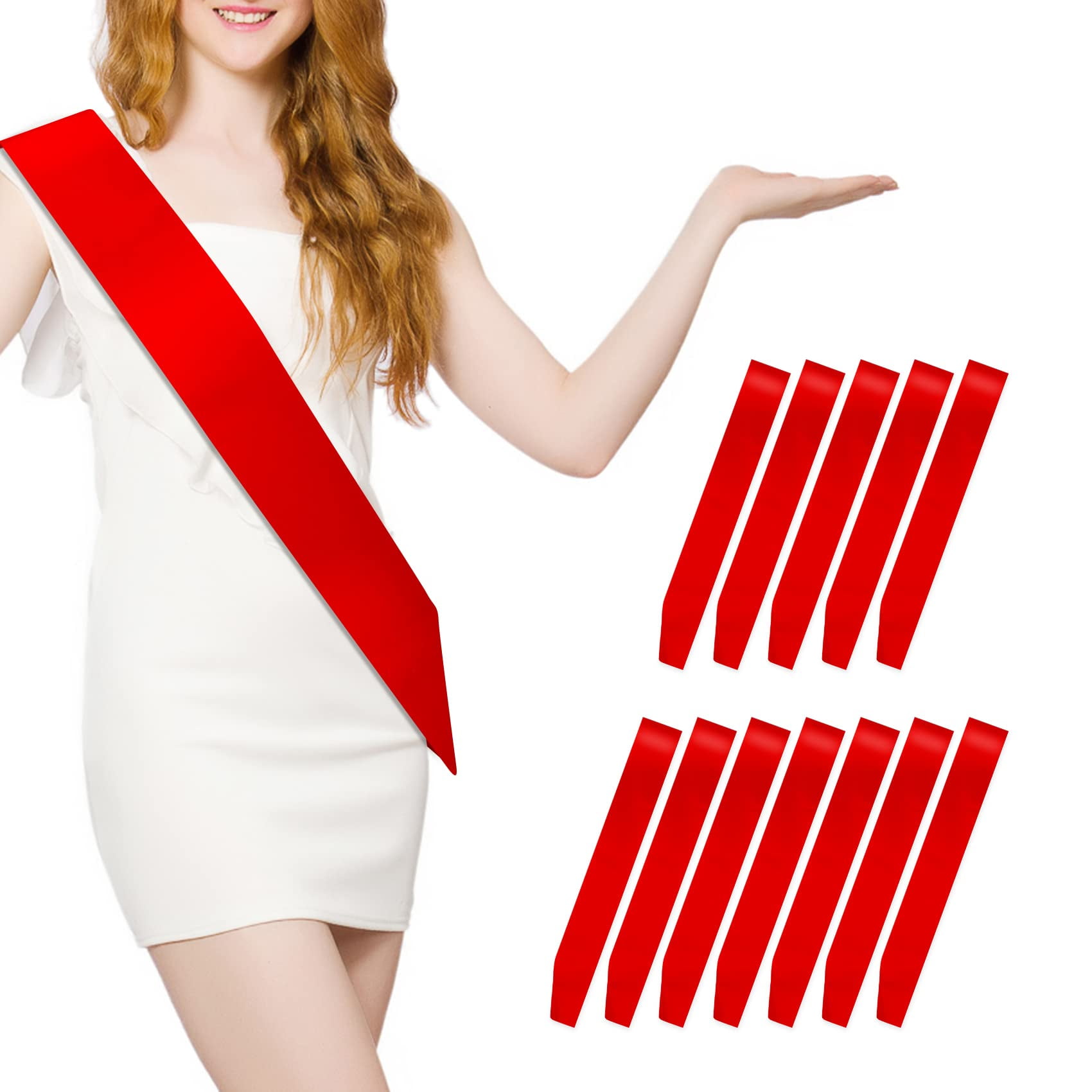 MDOZQ 12 Pcs Sash SAF21 Blank Satin Sash Red Sash Plain Sash Pageant ...