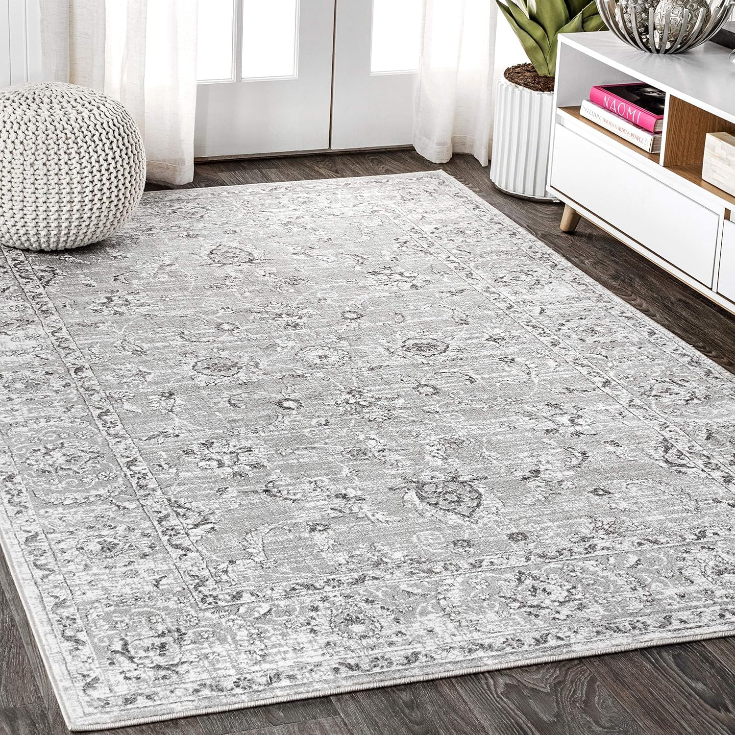 MDP107B-8 Light Grey Modern Vintage 8 Ft. X 10 Ft. Area Rug for Office ...