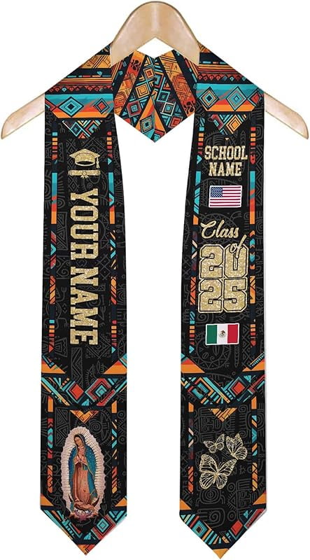 MDPrints Mexican Graduation Sash 2025-72" Mexican American Flag ...