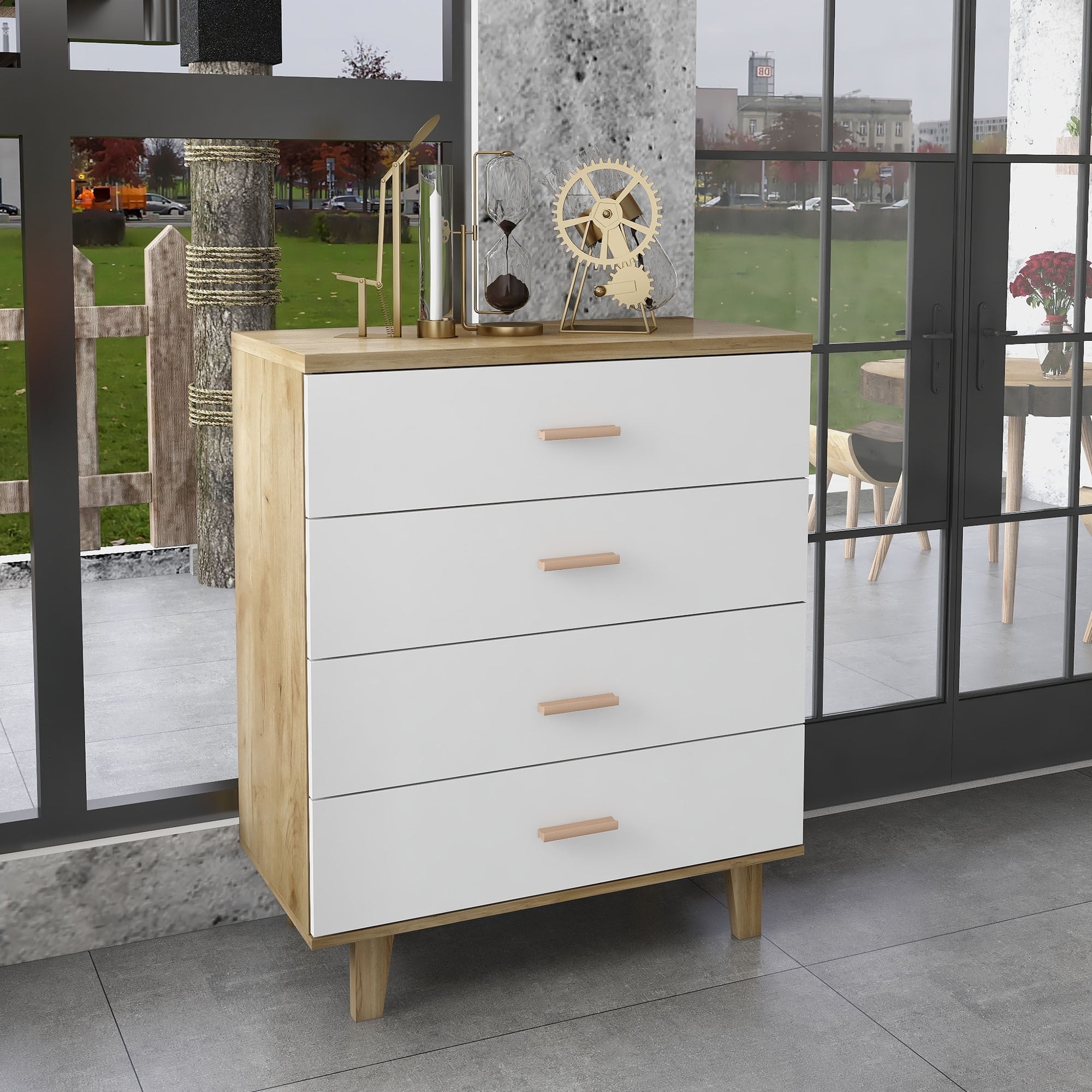 MDQMD 4 Drawer Dresser - Modern Wooden Chest of Drawers for Bedroom ...
