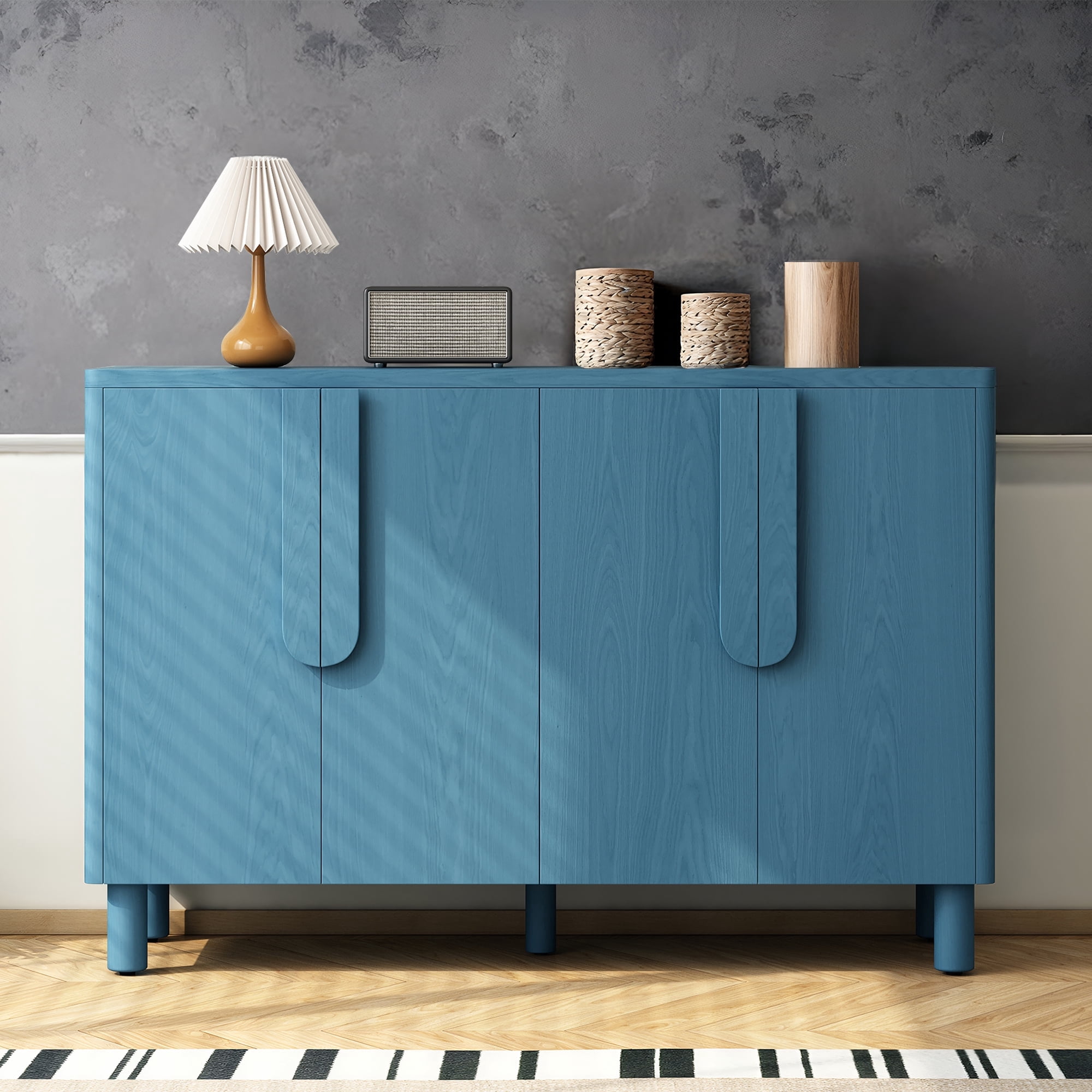 MDQMD 47.8'' Kitchen Sideboard with Doors and Adjustable Shelves,Blue ...