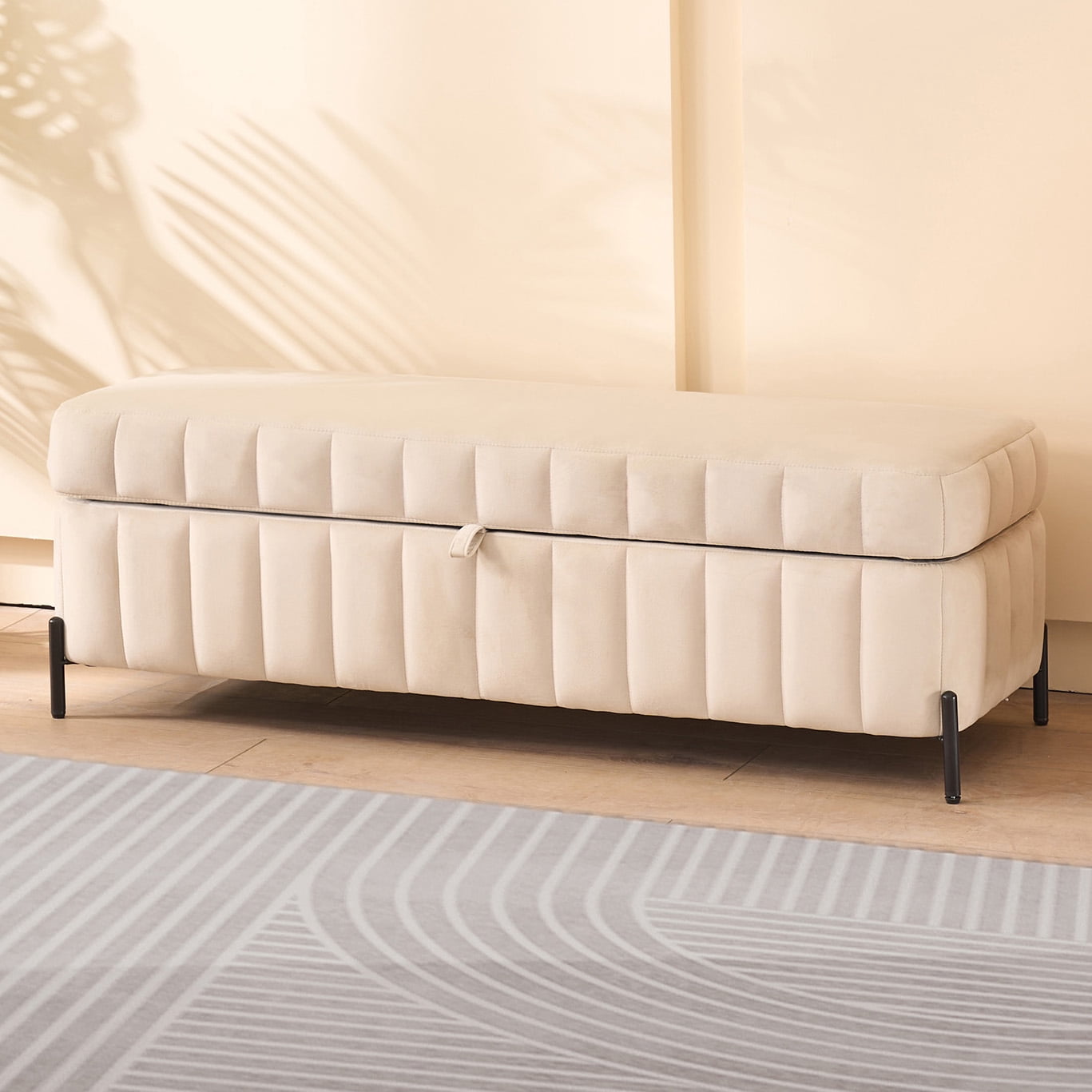 MDQMD 49" Velvet Storage Bench with Hidden Compartment - Multi ...