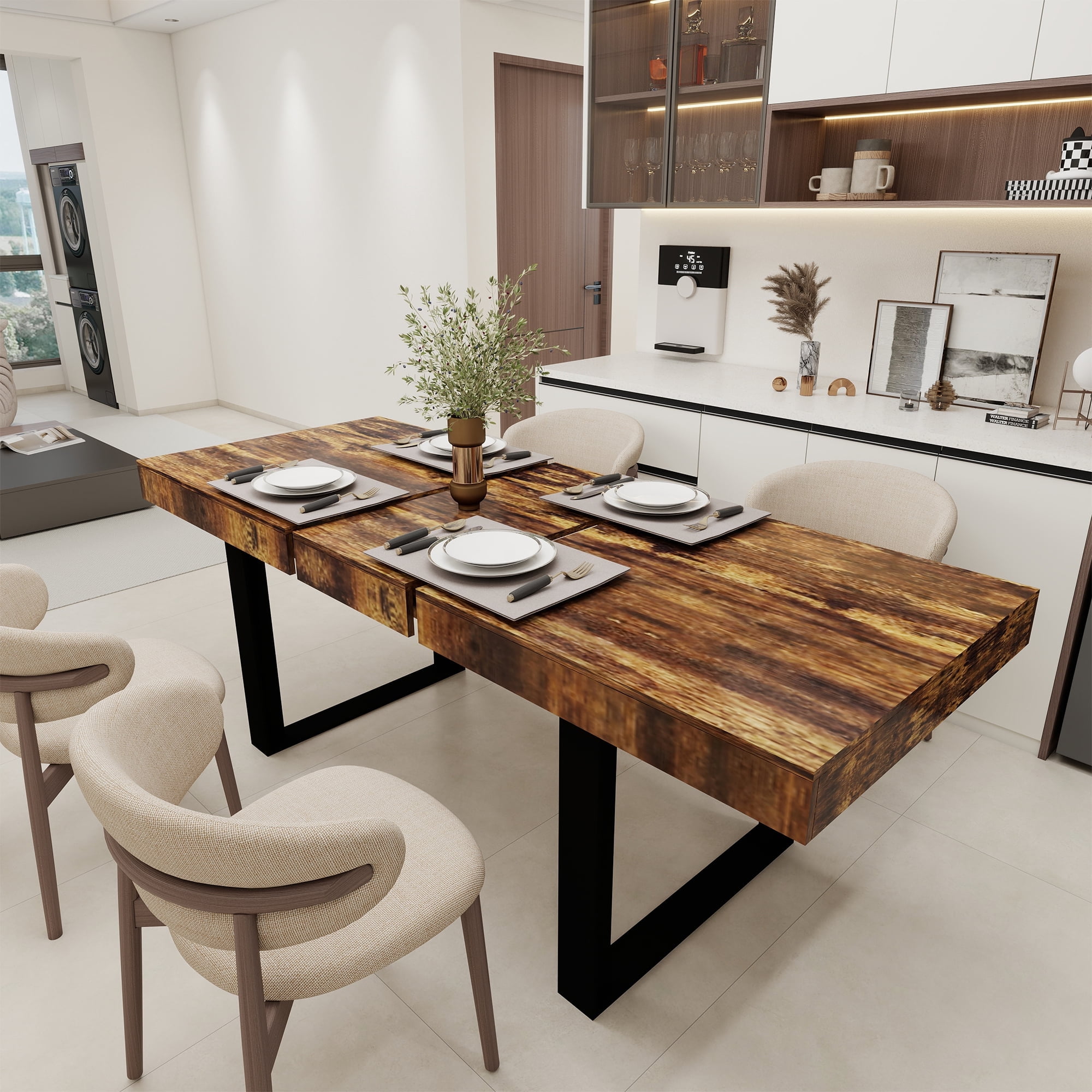 MDQMD 78.7" Extendable Dining Table for 6-10 People Modern Farmhouse Expandable Conference Table ...