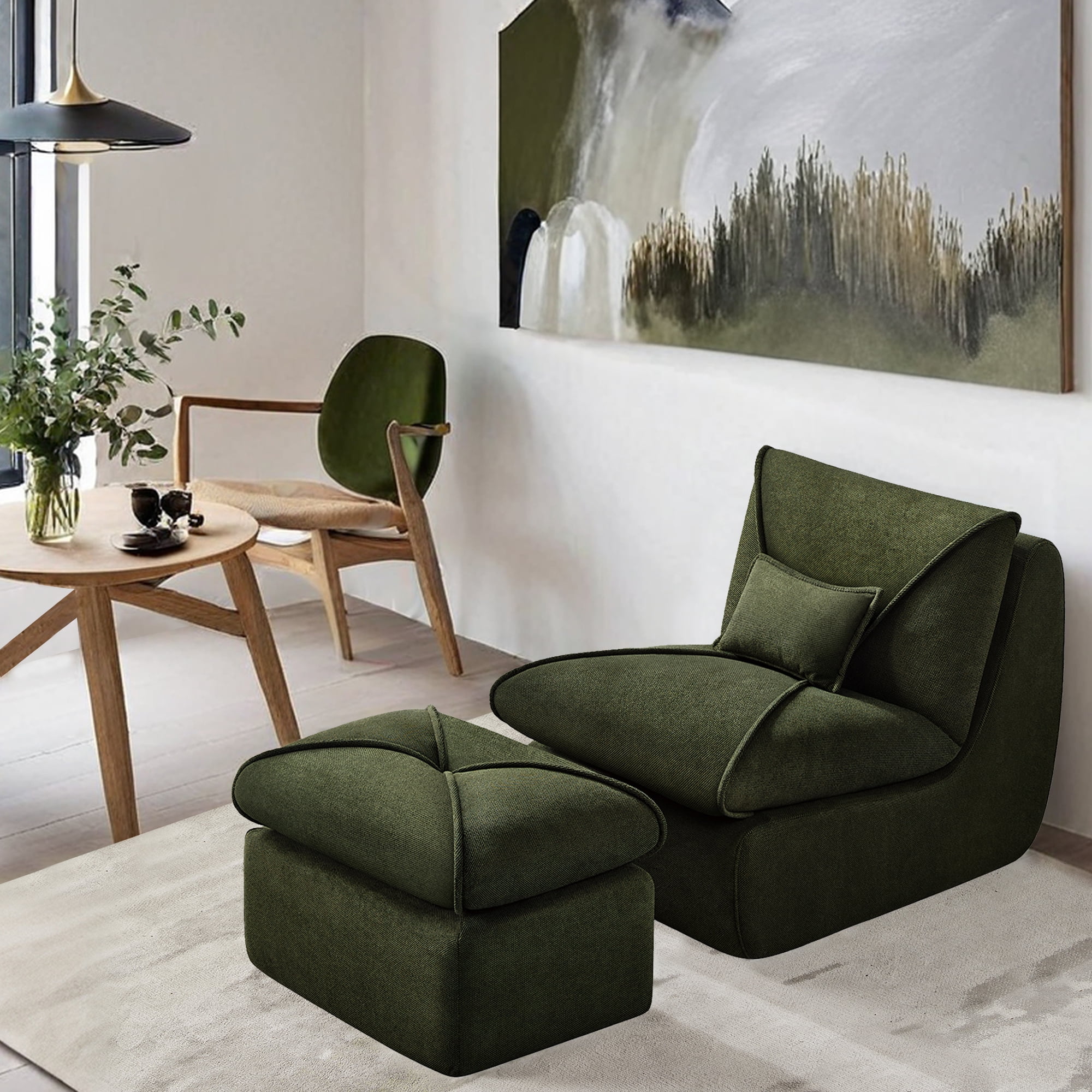 MDQMD Compressed Lounge Chair with Ottoman - Space-Saving Sofa, No-Tool ...