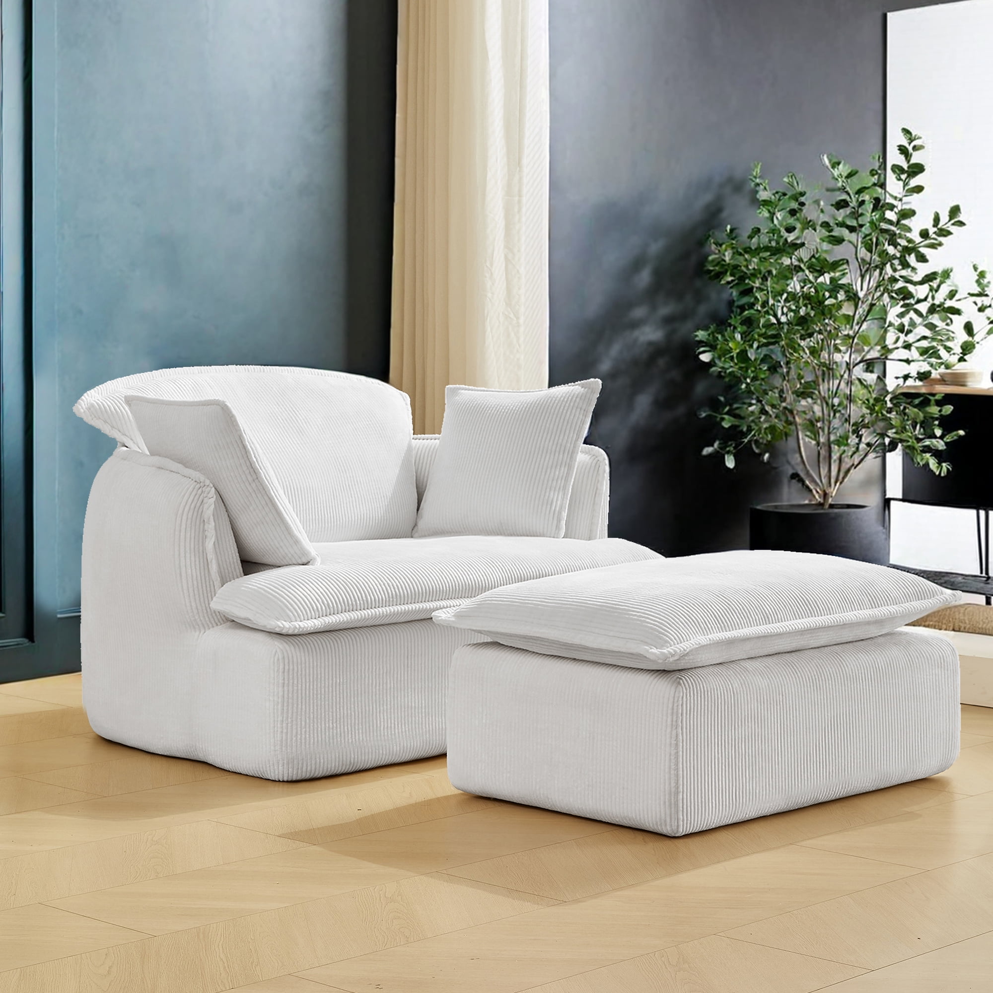 MDQMD Convertible Corduroy Sofa Chair with Ottoman - Eco-Friendly ...