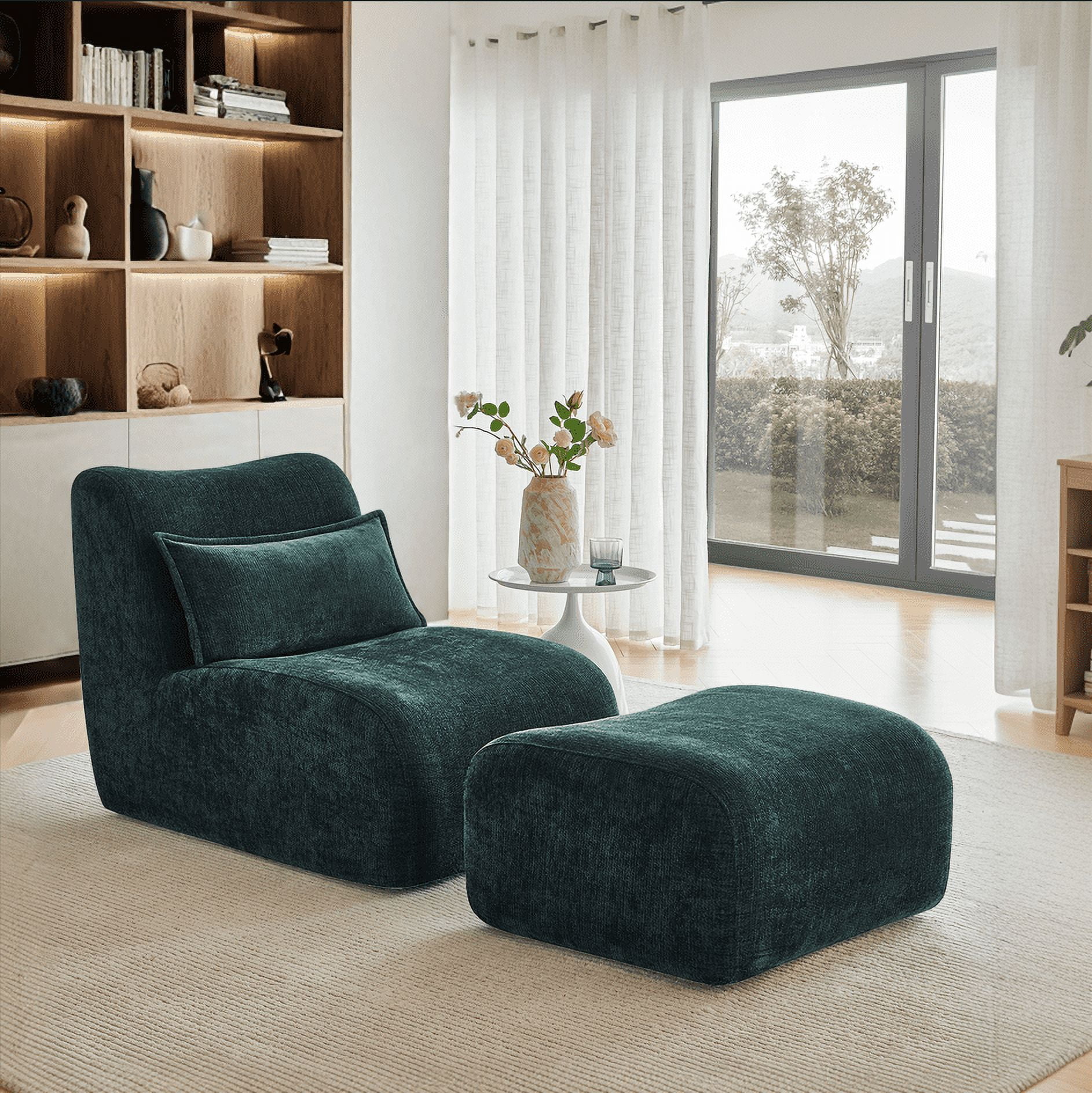 MDQMD Modern Compressed Chenille Lounge Chair with Ottoman - Space ...