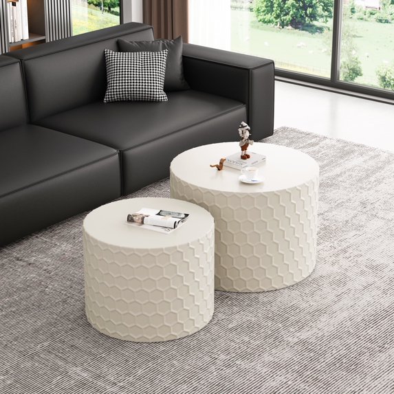MDQMD Modern Round Combination Coffee Table Set of 2,End Table ...