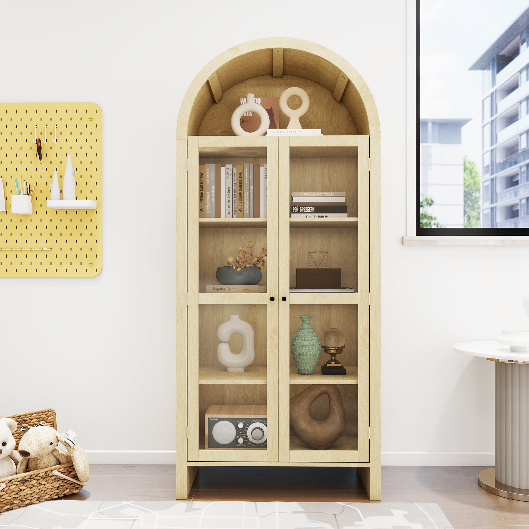 MDQMD Natural Arch Storage Cabinet with 4 Layers and Adjustable Shelves ...