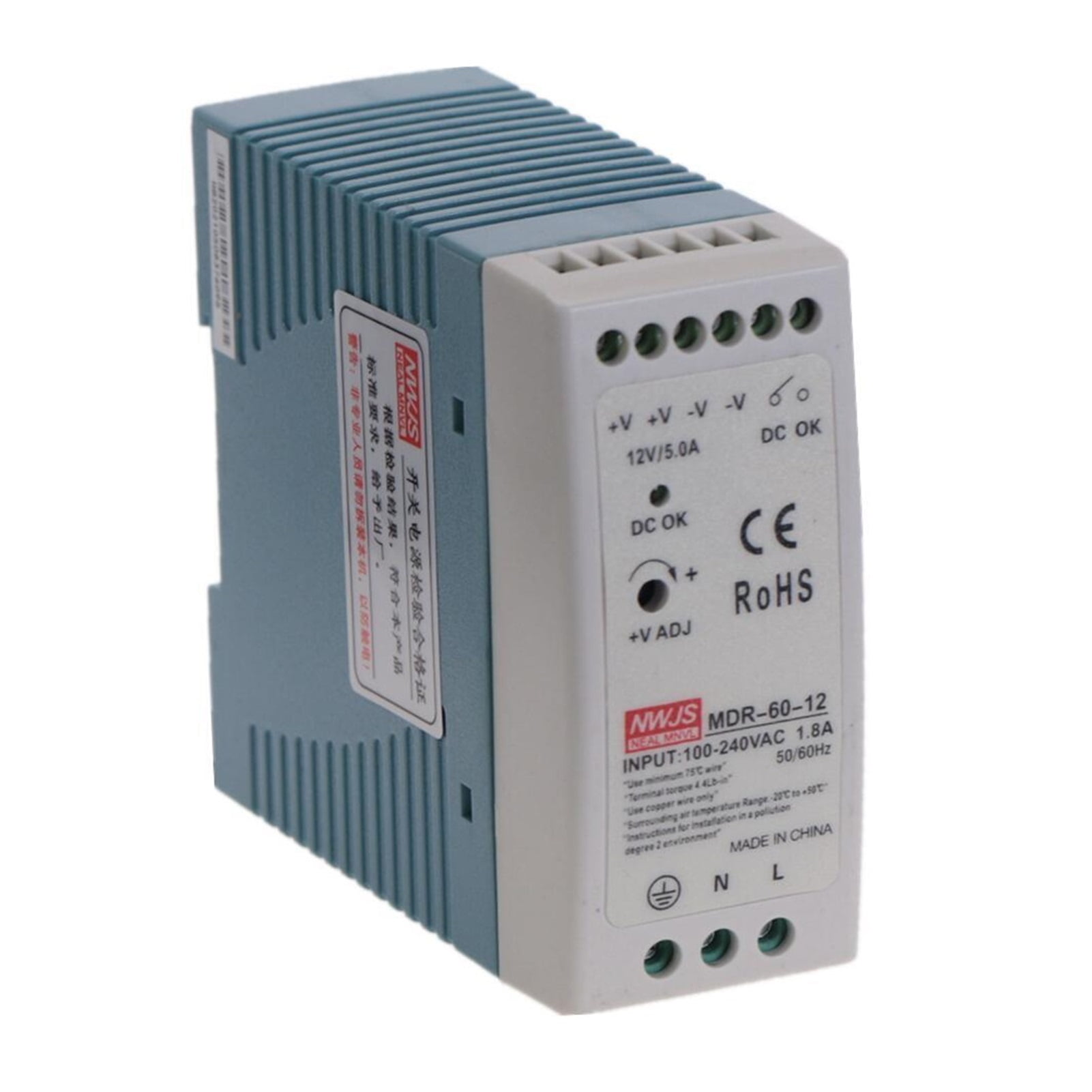 MDR-60 60W Single Output 5V 12V 15V 24V Din Rail Switching Power Supply ...