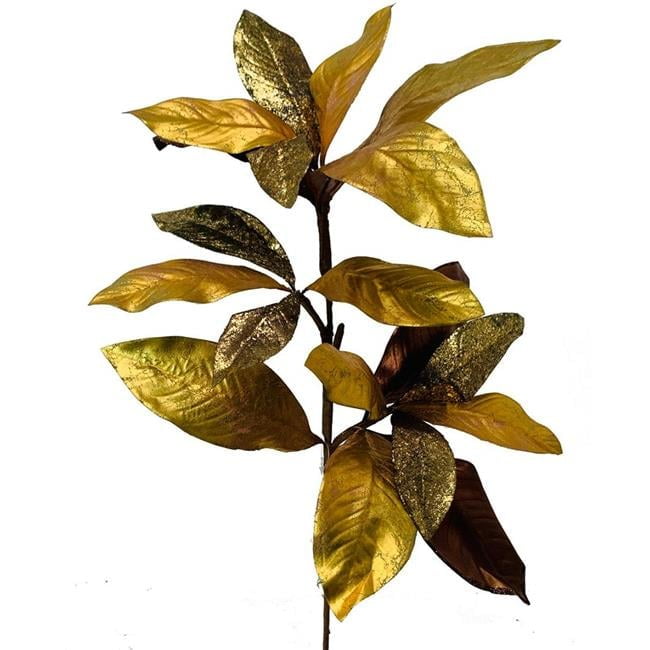 MDR Trading AI-FL4218GCP-Q06 Metallic Gold Magnolia Branch Faux Plants & Trees - Set of 6 ...