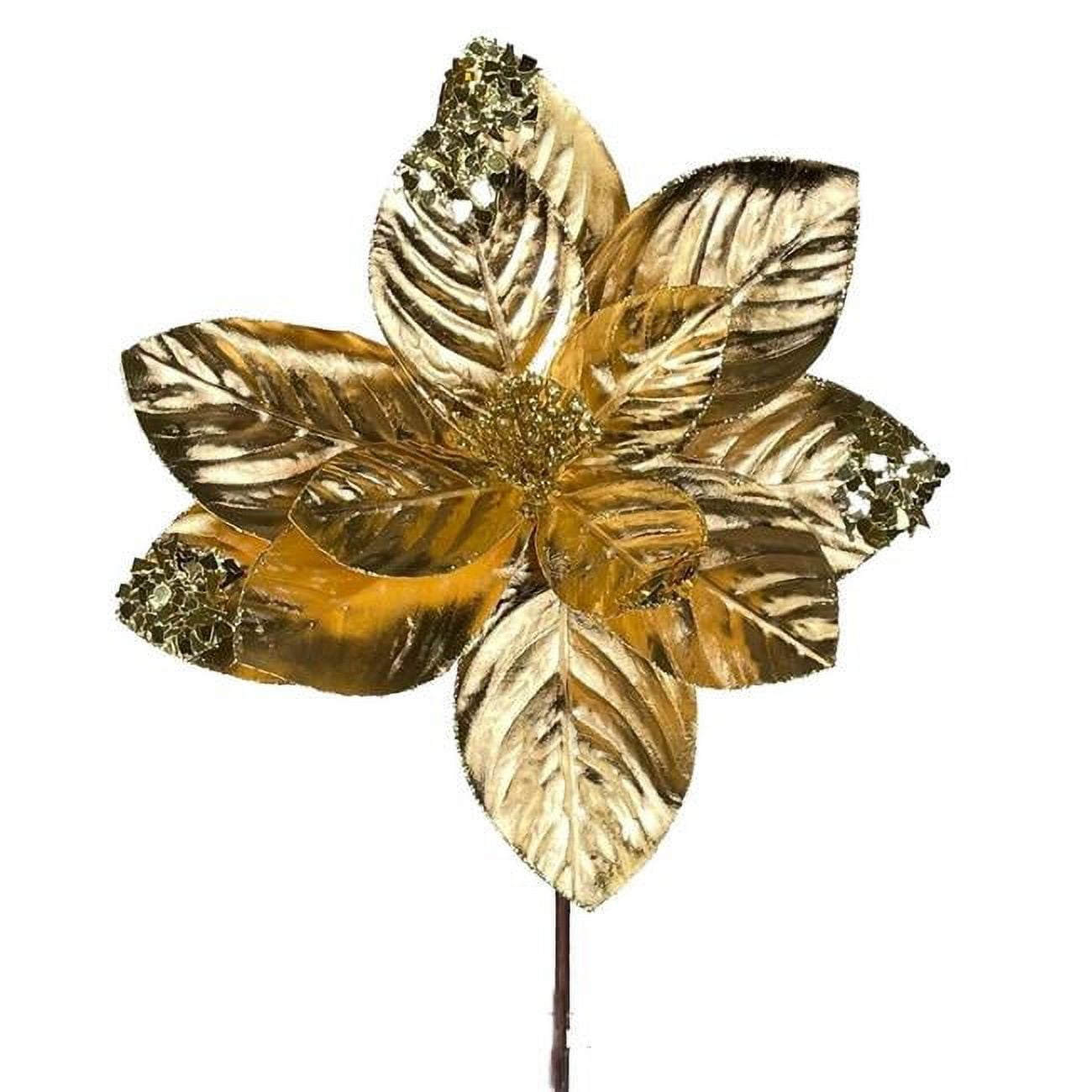 MDR Trading AI-FL4257GLD-Q12 Gold Luster Poinsettia Stem Faux Plants ...