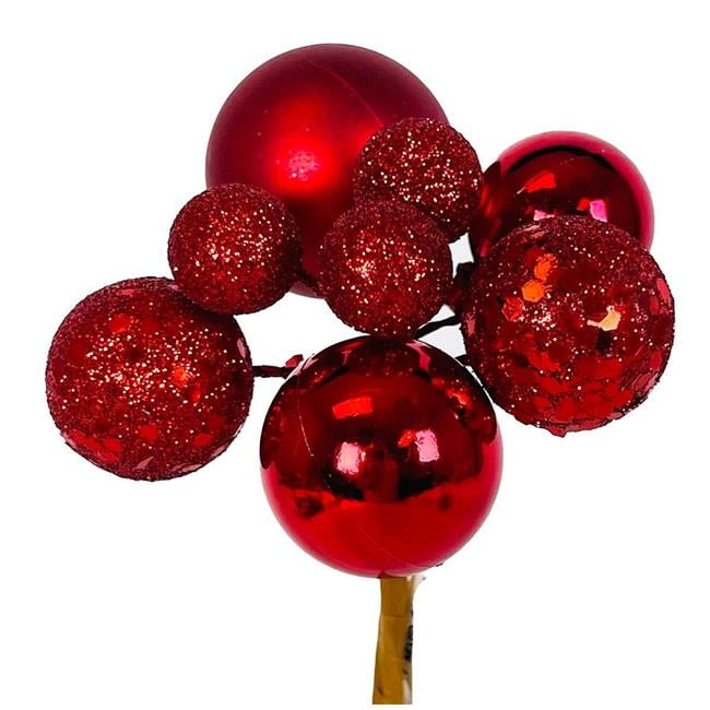 MDR Trading Inc. AI-PI3437RED Set Of 6 Bright Red Ball Ornament Picks ...