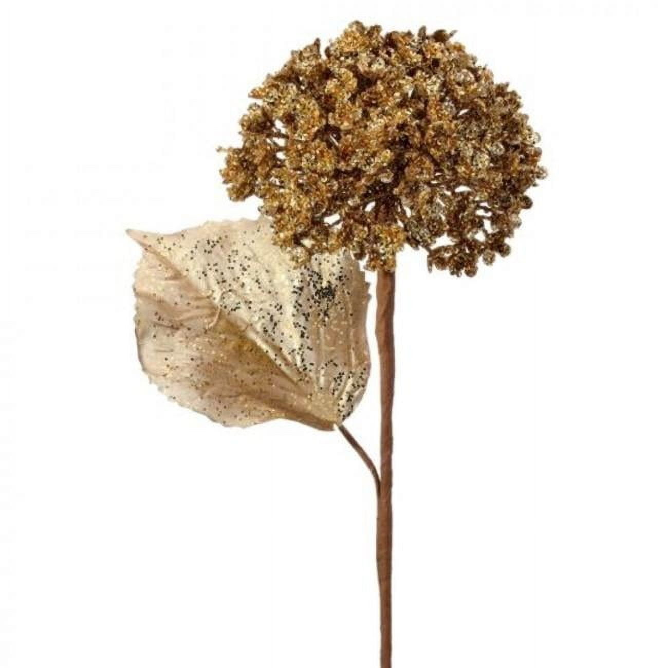 MDR Trading Inc. CM-RN090GD_Q01 Metallic Gold Glitter Hydrangea Stem ...