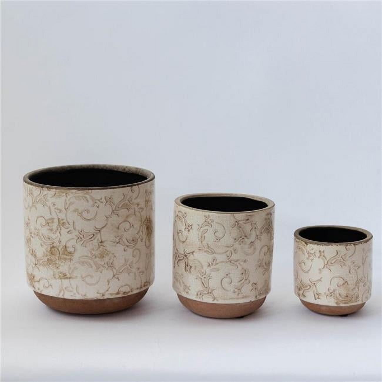 MDR Trading Inc. FP-ECX-123 Set Of 3 Cream And Beige Floral Patterned ...