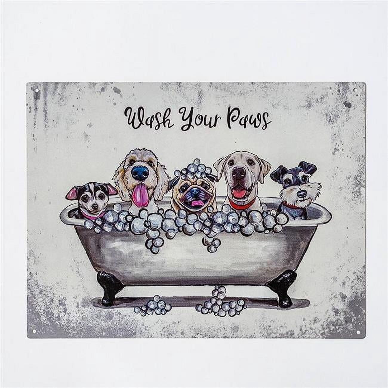MDR Trading Inc. FP-MIN-368 Wash Your Paws- Dogs In A Bubble Bath Sign ...