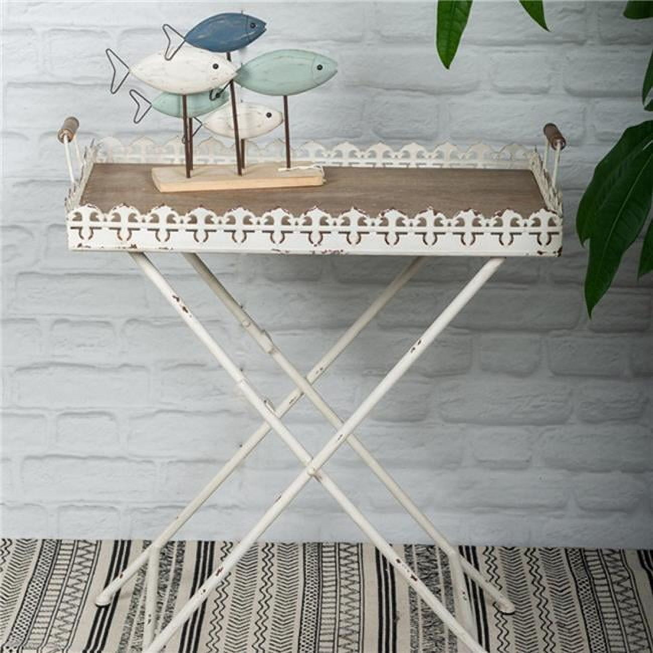 MDR Trading Inc. FP-WEN-050 Wooden Tray With Metal Handles, Sides And ...