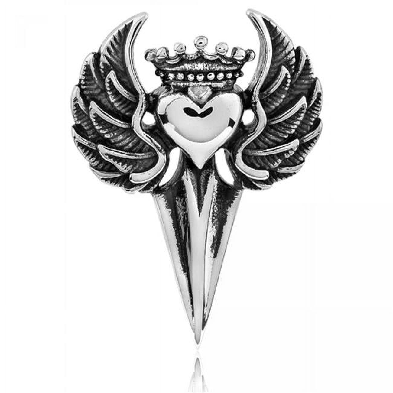 MDR Trading SS-SSP271 29 mm Stainless Steel Black & Silver Angel Wing ...