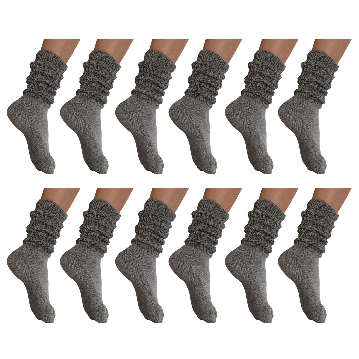 MDR Women's Extra Long Extra Heavy Slouch Socks - 12 Pairs Size 9-11 ...