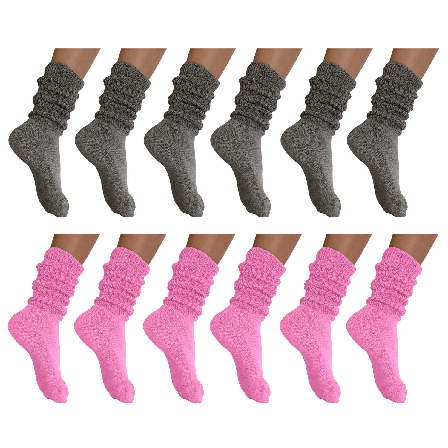 MDR Women's Extra Long Extra Heavy Slouch Socks - 12 Pairs Size 9-11 ...