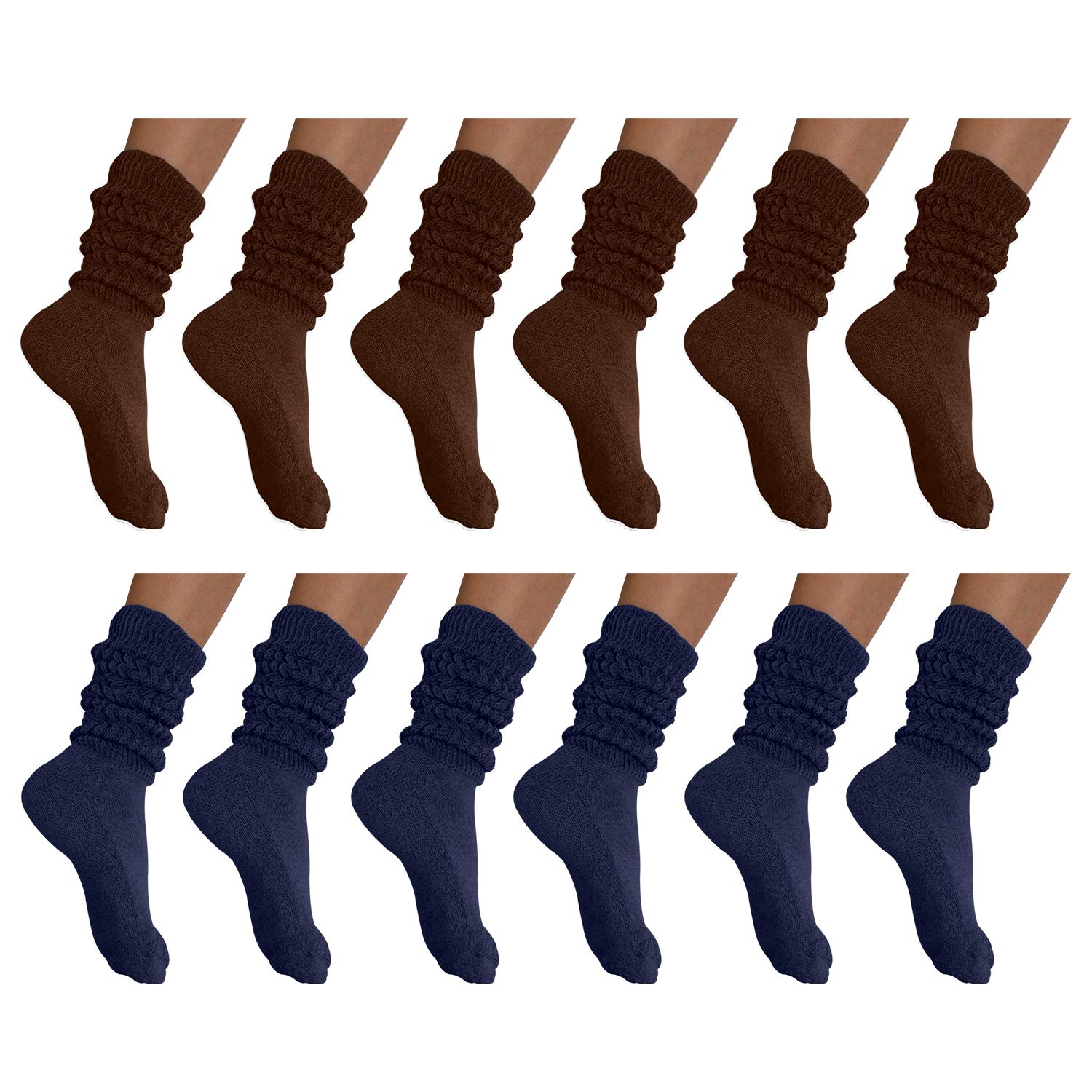 MDR Women's Extra Long Extra Heavy Slouch Socks - 12 Pairs Size 9-11 ...