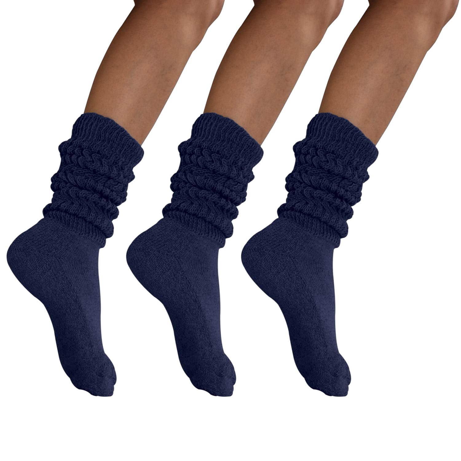 MDR Women's Extra Long Heavy Slouch Cotton Socks Made in USA 3 Pairs ...
