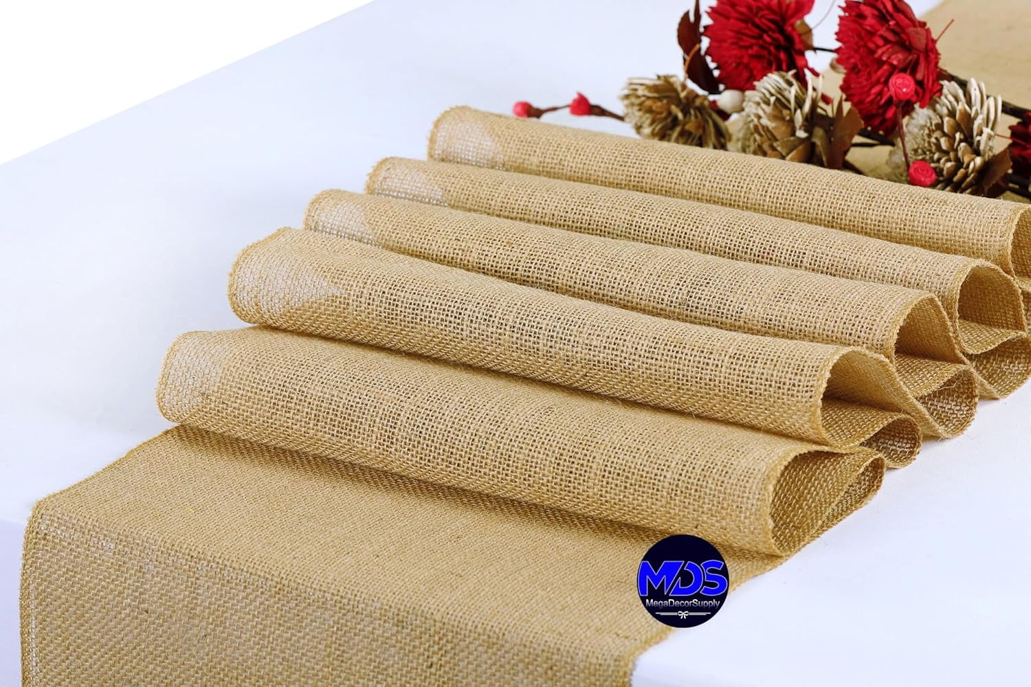 MDS 100% Natural Burlap Table Runner, Rustic Farmhouse Jute Country ...