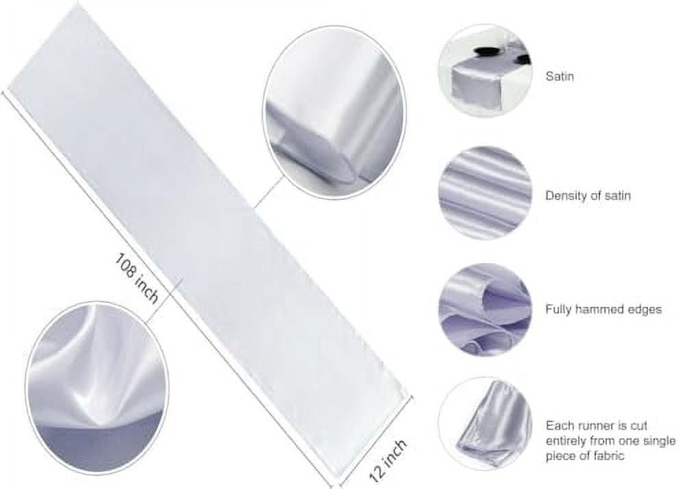 MDS 20 PCS Satin Table Runners 12 x 108 Inch Charmeuse Sateen Silk ...