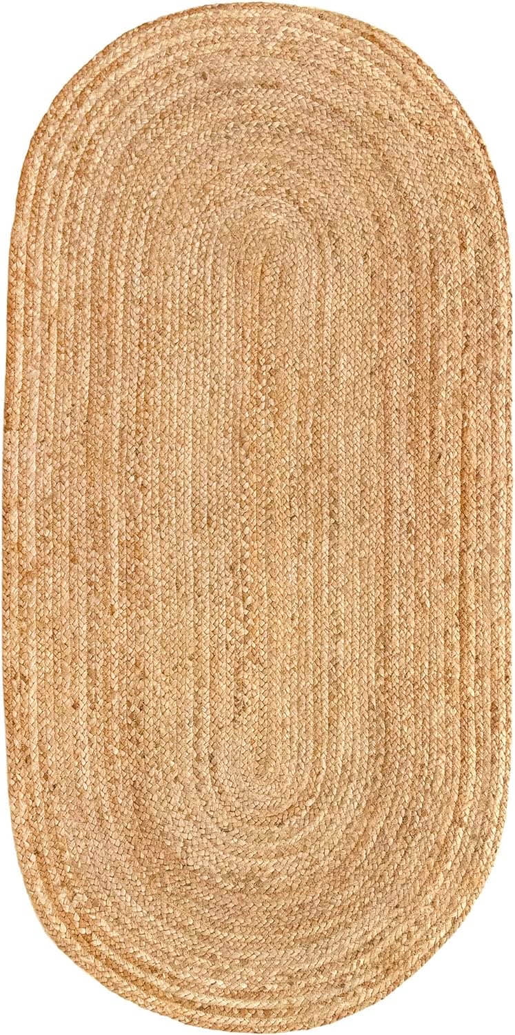MDS Hand Woven Jute Area Rug 2x10 feet - Natural Burlap Braided ...
