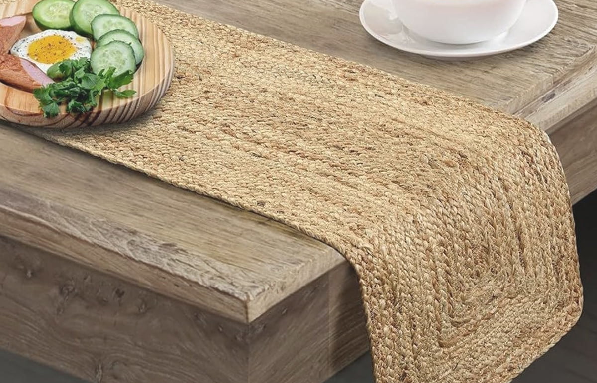 MDS Hand Woven Rectangle Jute Braided Table Runner 13*36 Inch - Natural ...