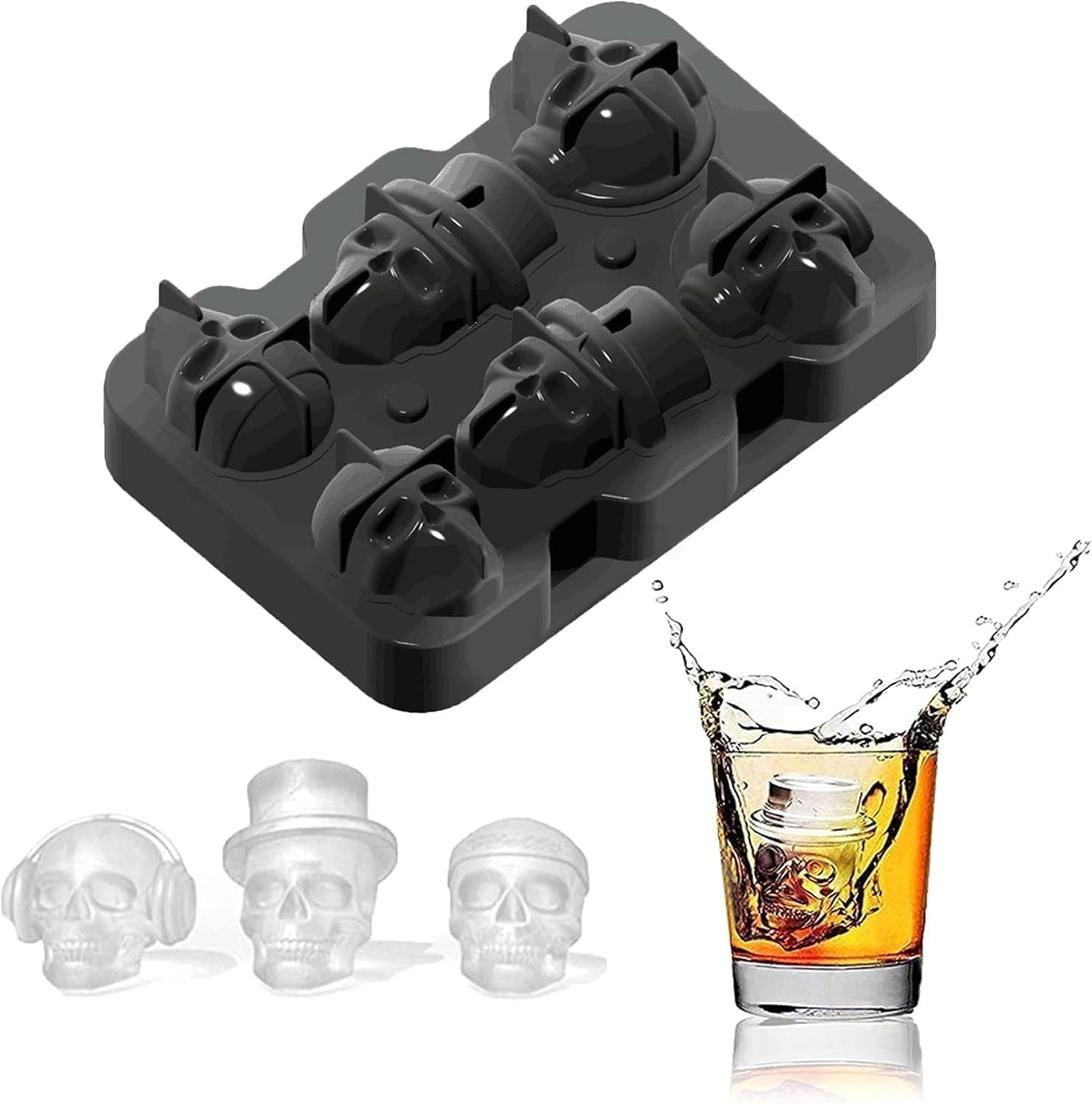 MDS Home 3D Skull Ice Cube Trays Ice Moulds 3D Skull Model Pack of 1 ...