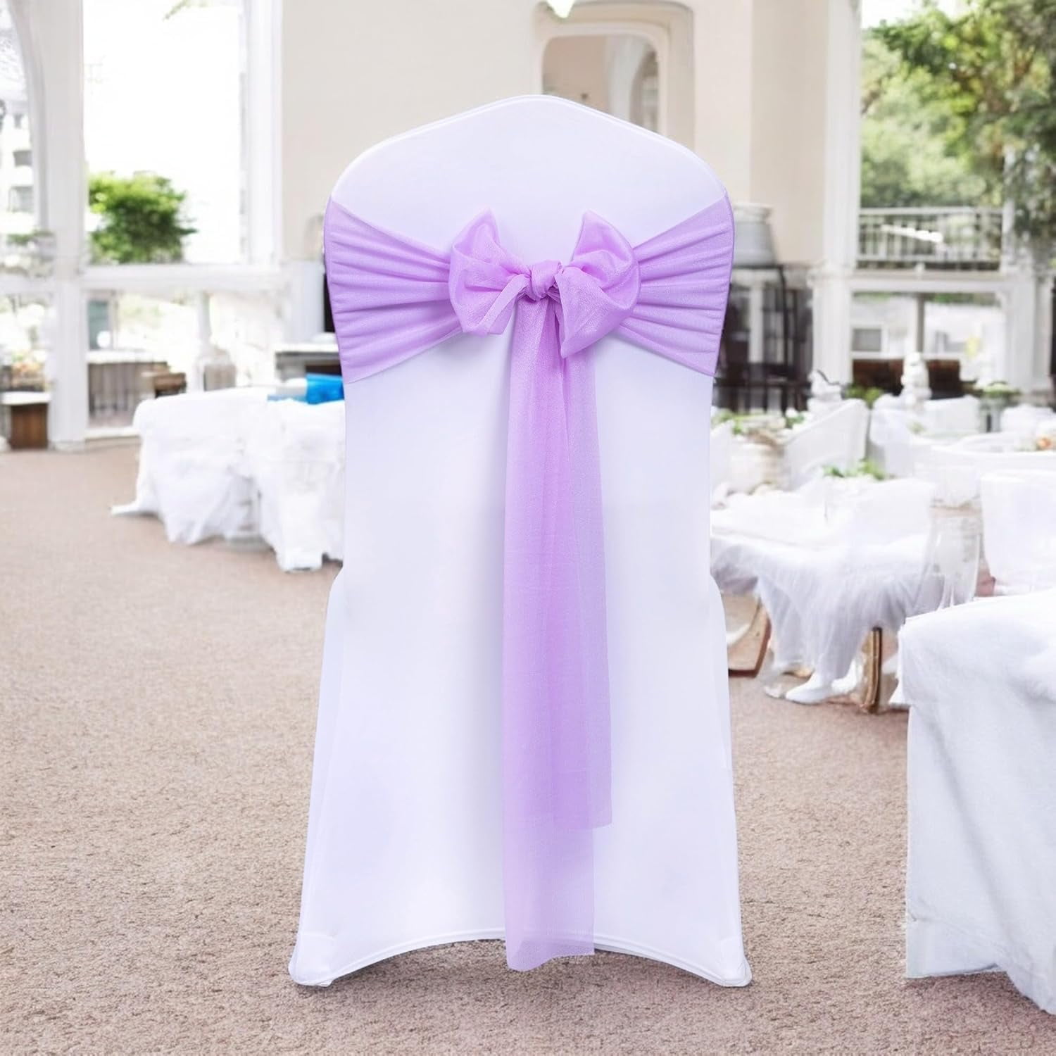 MDS Pack of 100 Chiffon Chair Sashes Bows for Wedding Events Supplies ...