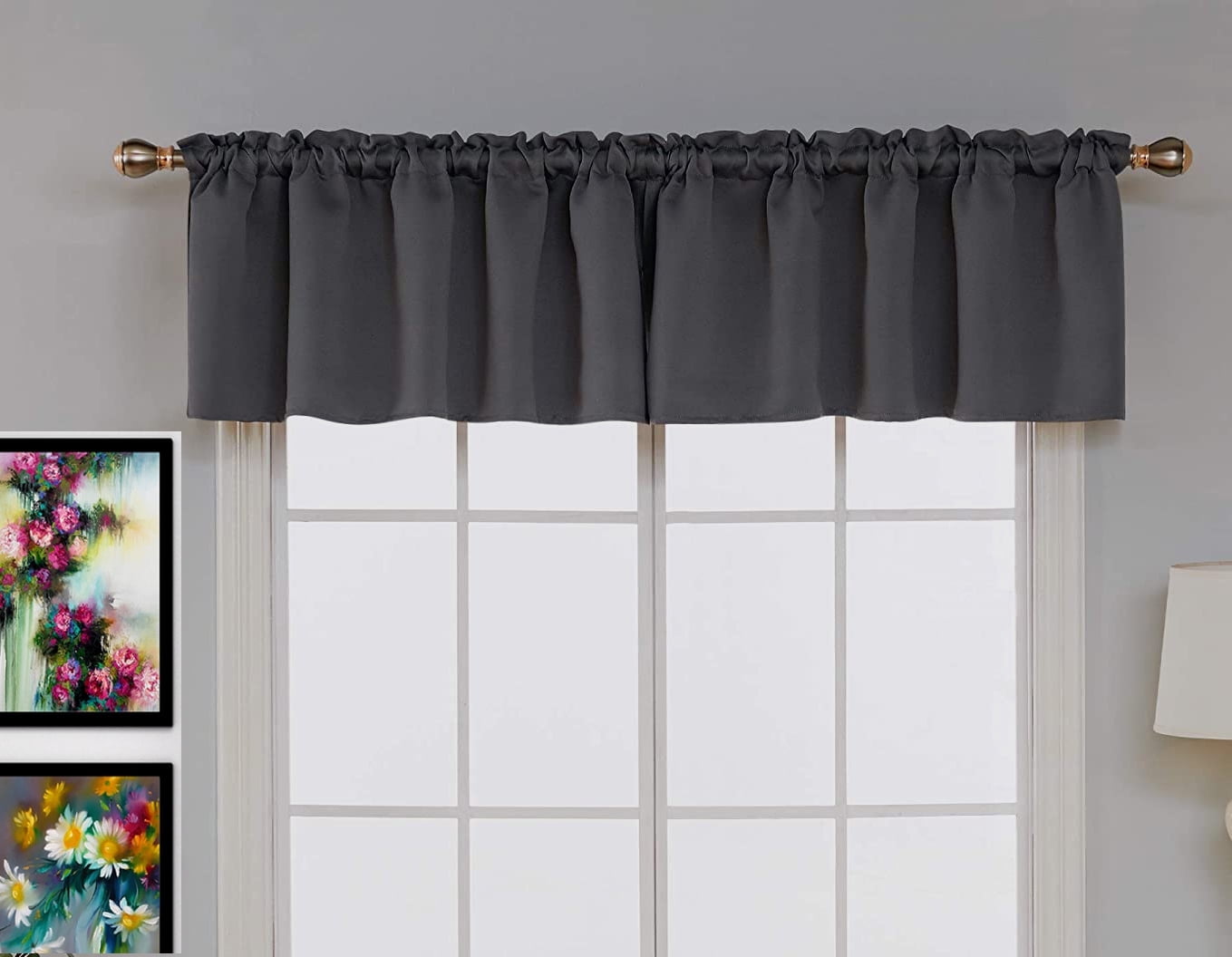 MDS Pack of 1 Solid Blackout Rod Pocket Valance Scalloped Valances ...