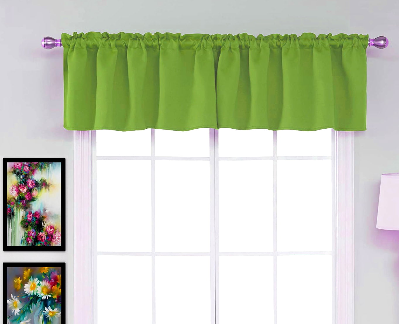 MDS Pack of 1 Solid Blackout Rod Pocket Valance Scalloped Valances ...