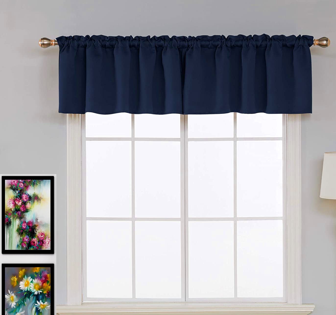 MDS Pack of 1 Solid Blackout Rod Pocket Valance Scalloped Valances ...