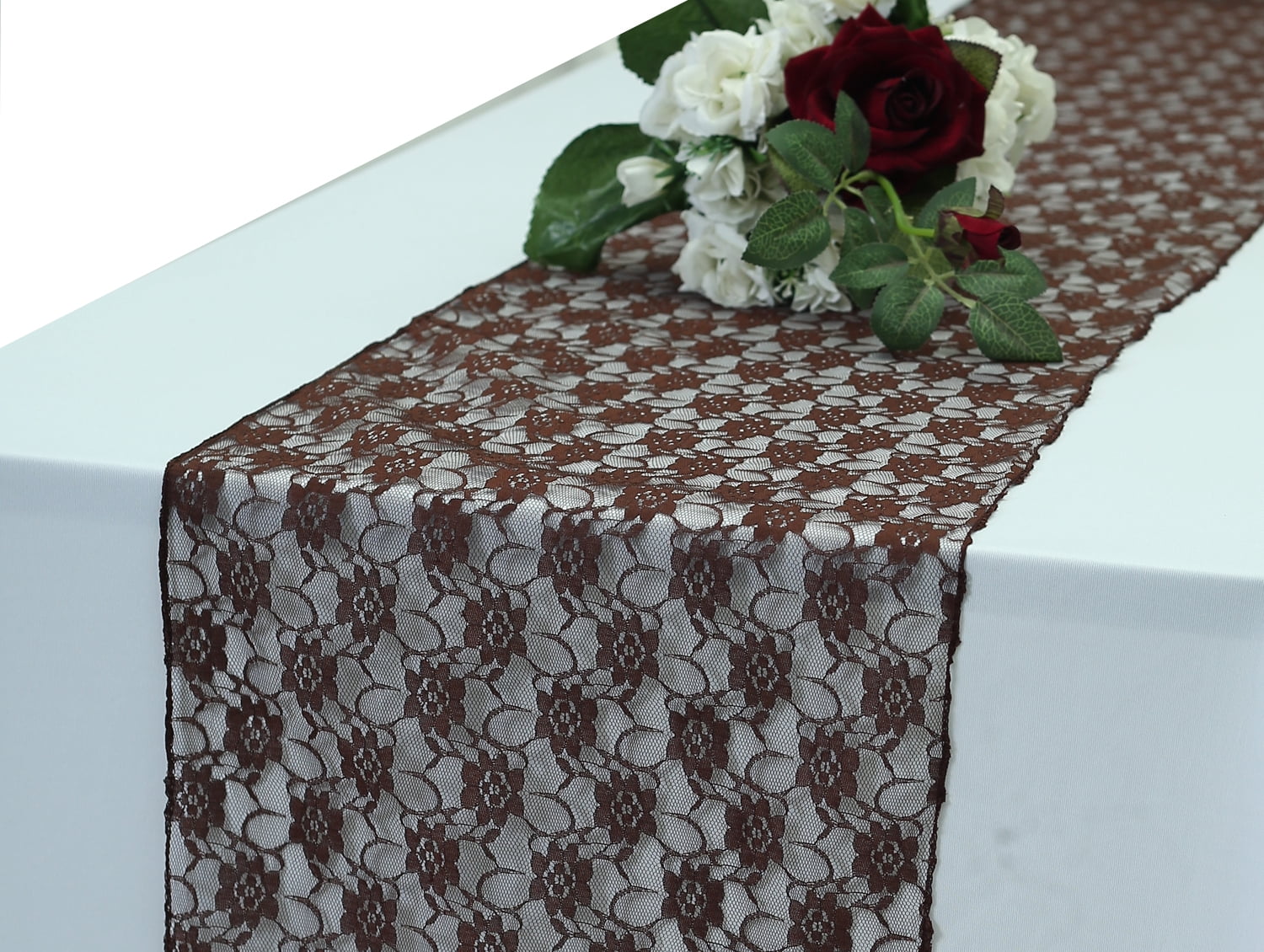 MDS Pack of 10 Wedding 12 x 108 inch Lace Table Runner for Wedding ...