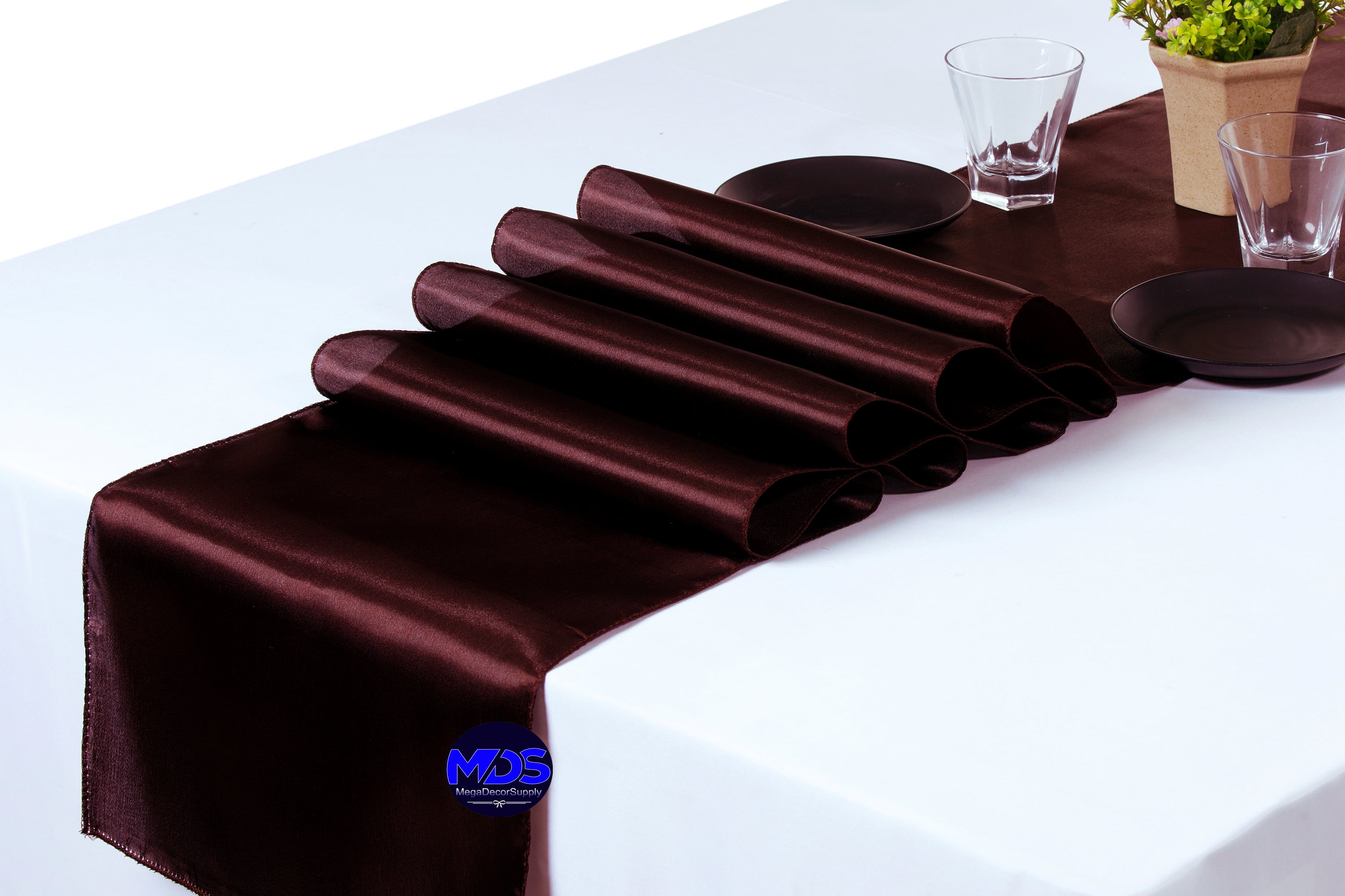 MDS Pack of 10 Wedding 12 x 108 inch Satin Table Runner for Wedding ...