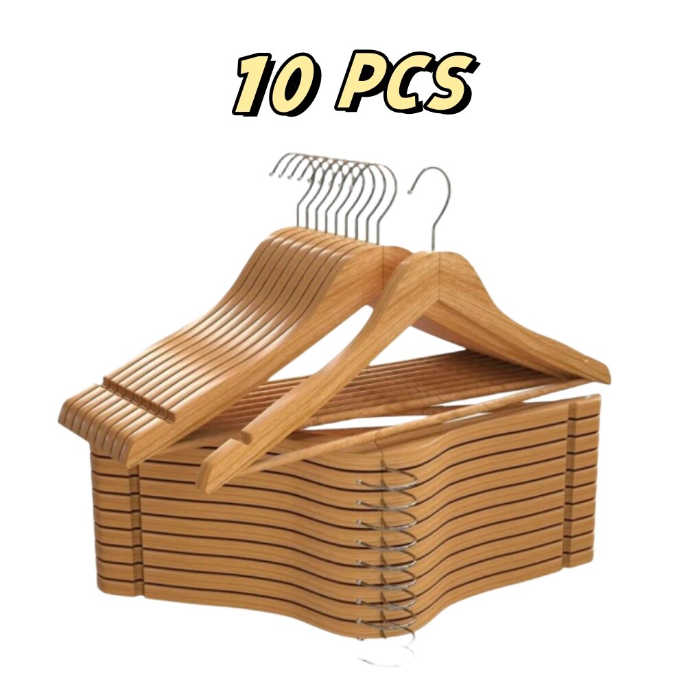 MDS Wooden Hangers Pack of 20 & 80 Suit Hangers Premium Natural Finish ...