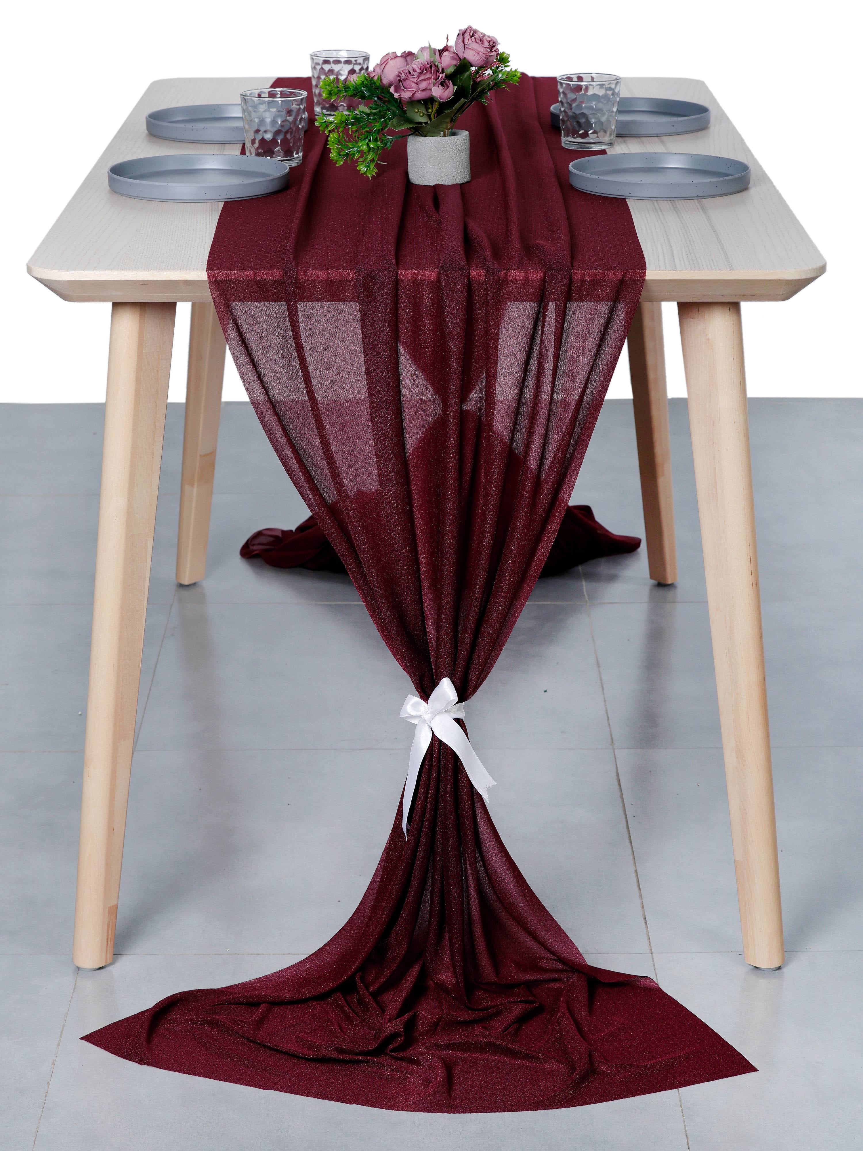 MDS pack of 1 Wedding 29 x 120 inches Sheer chiffon Table Runner for ...