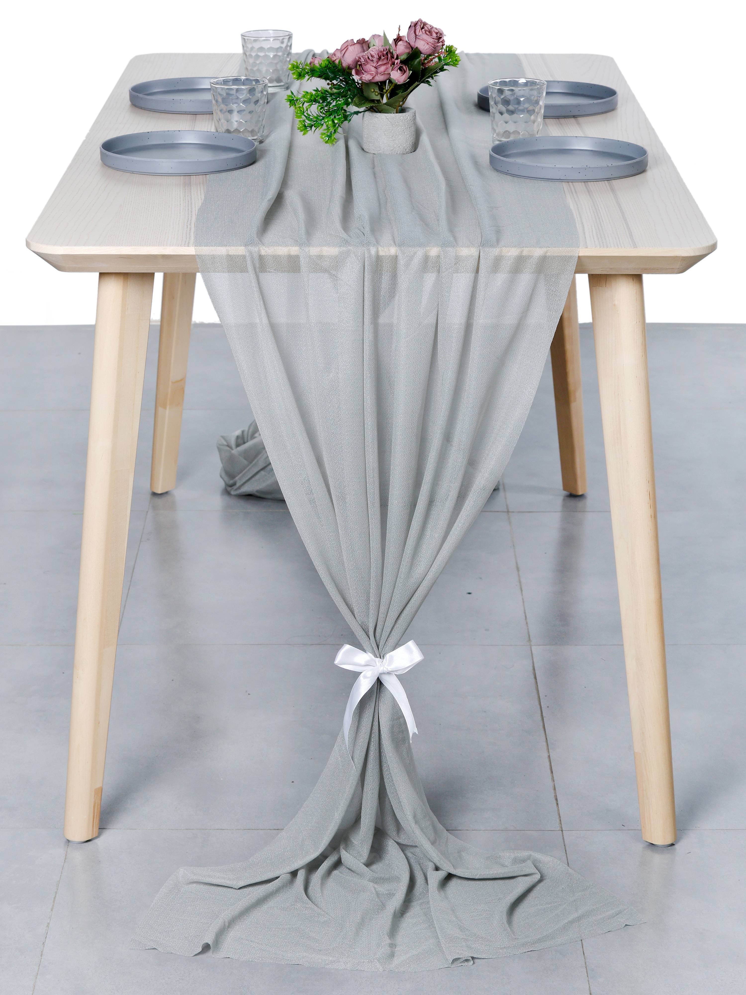 MDS pack of 1 Wedding 29 x 170 inches Sheer chiffon Table Runner for ...