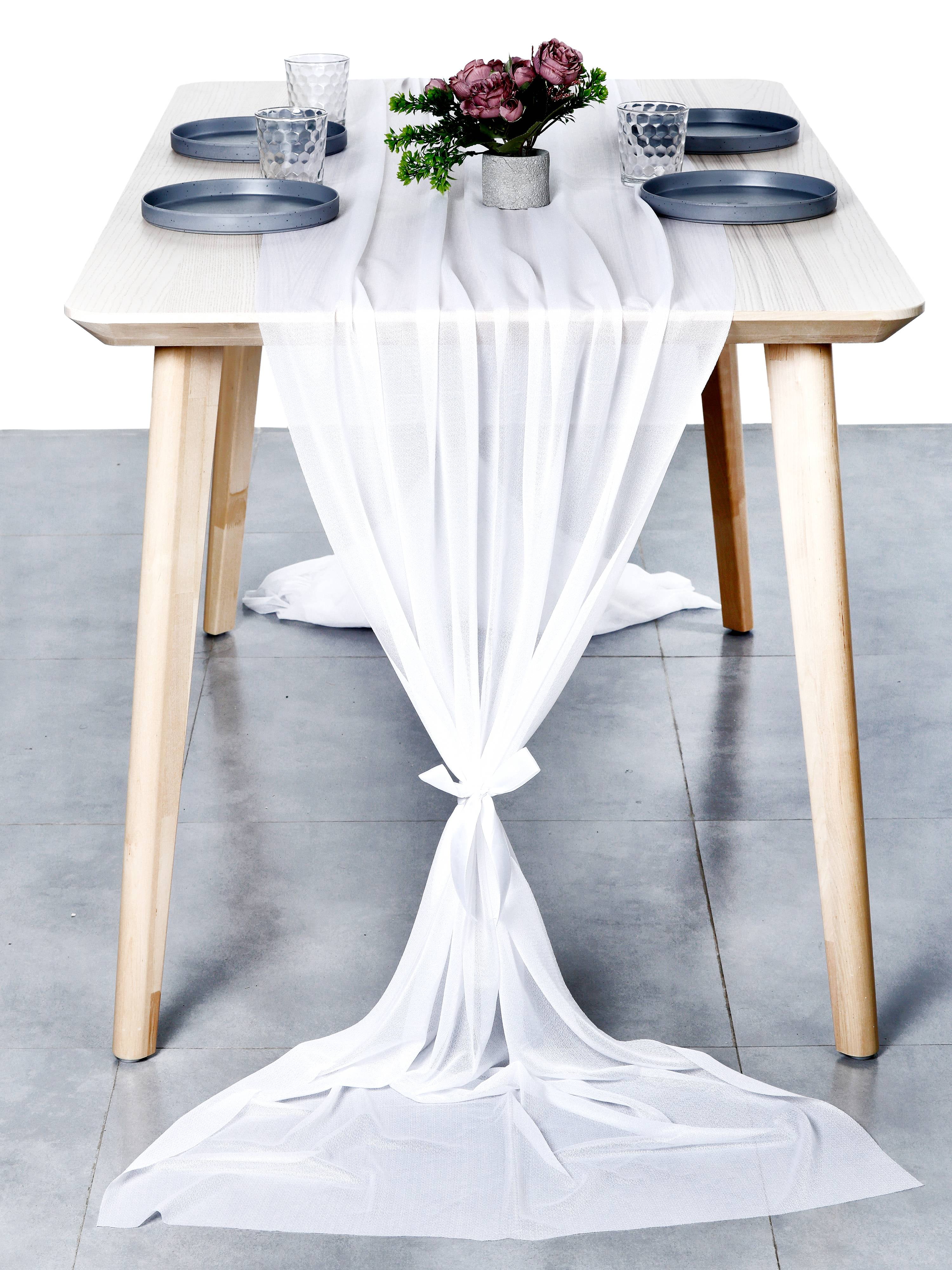 MDS pack of 1 Wedding 29 x 170 inches Sheer chiffon Table Runner for ...