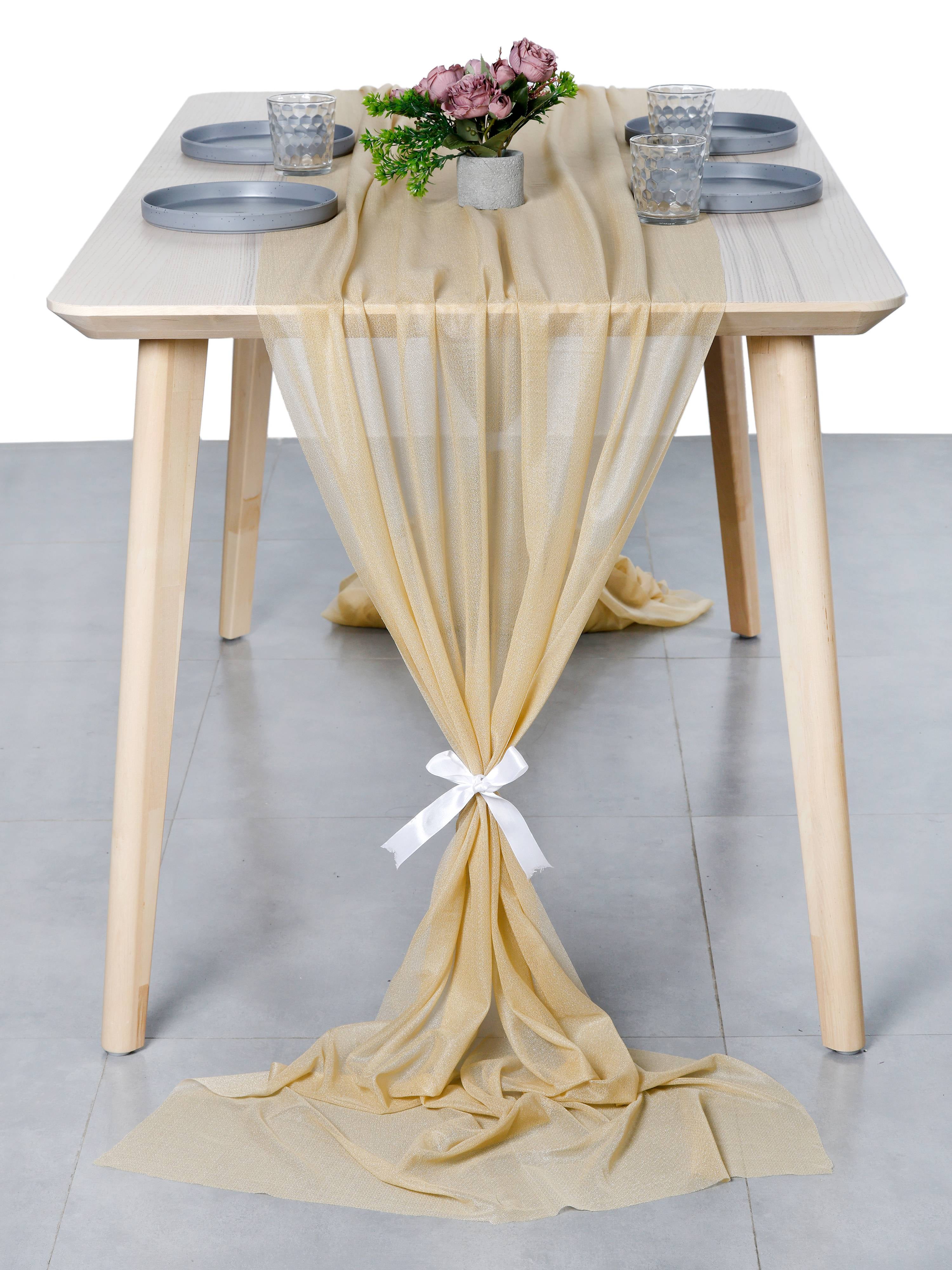 MDS pack of 10 Wedding 29 x 170 inches Sheer chiffon Table Runner for ...