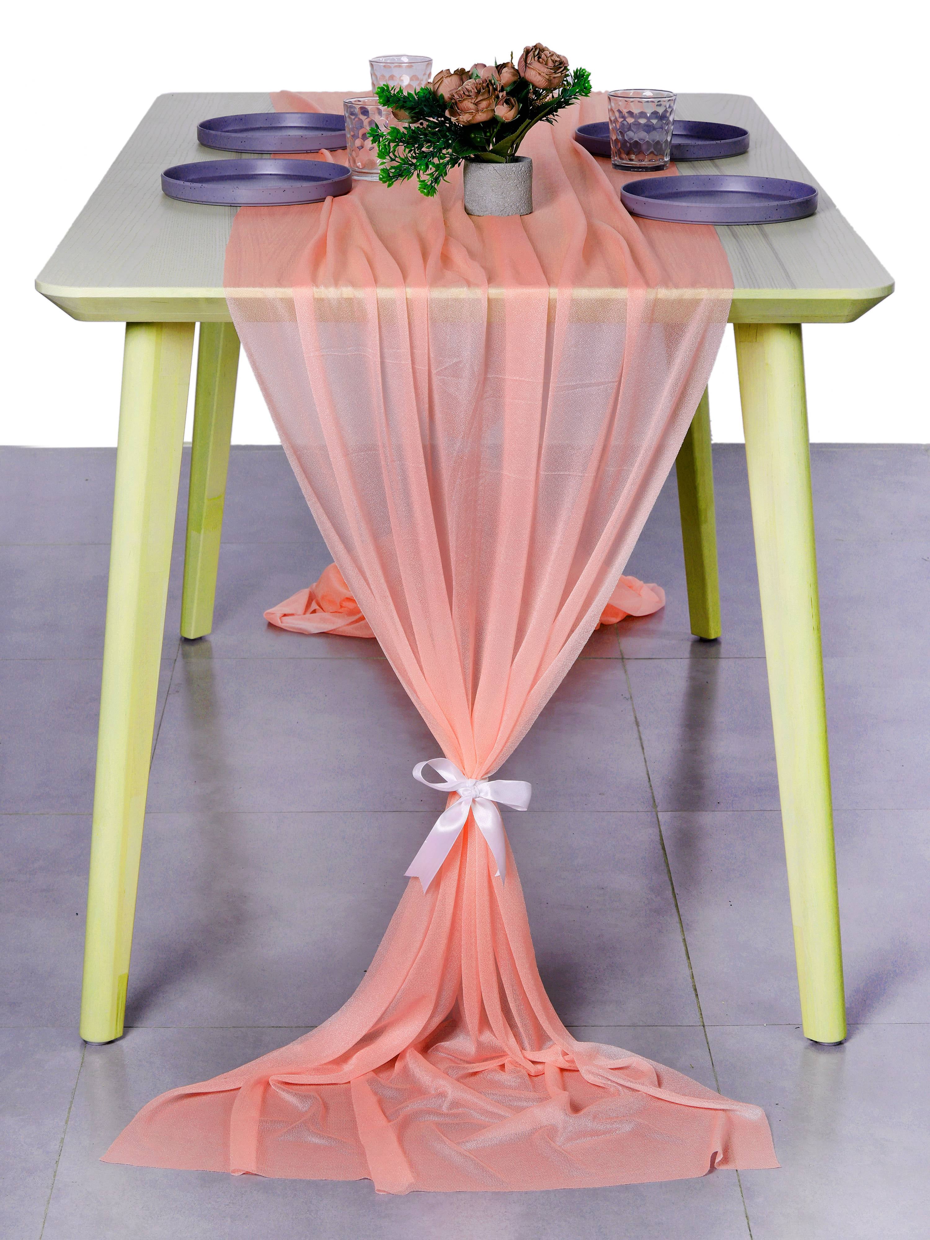 MDS pack of 10 Wedding 29 x 170 inches Sheer chiffon Table Runner for ...