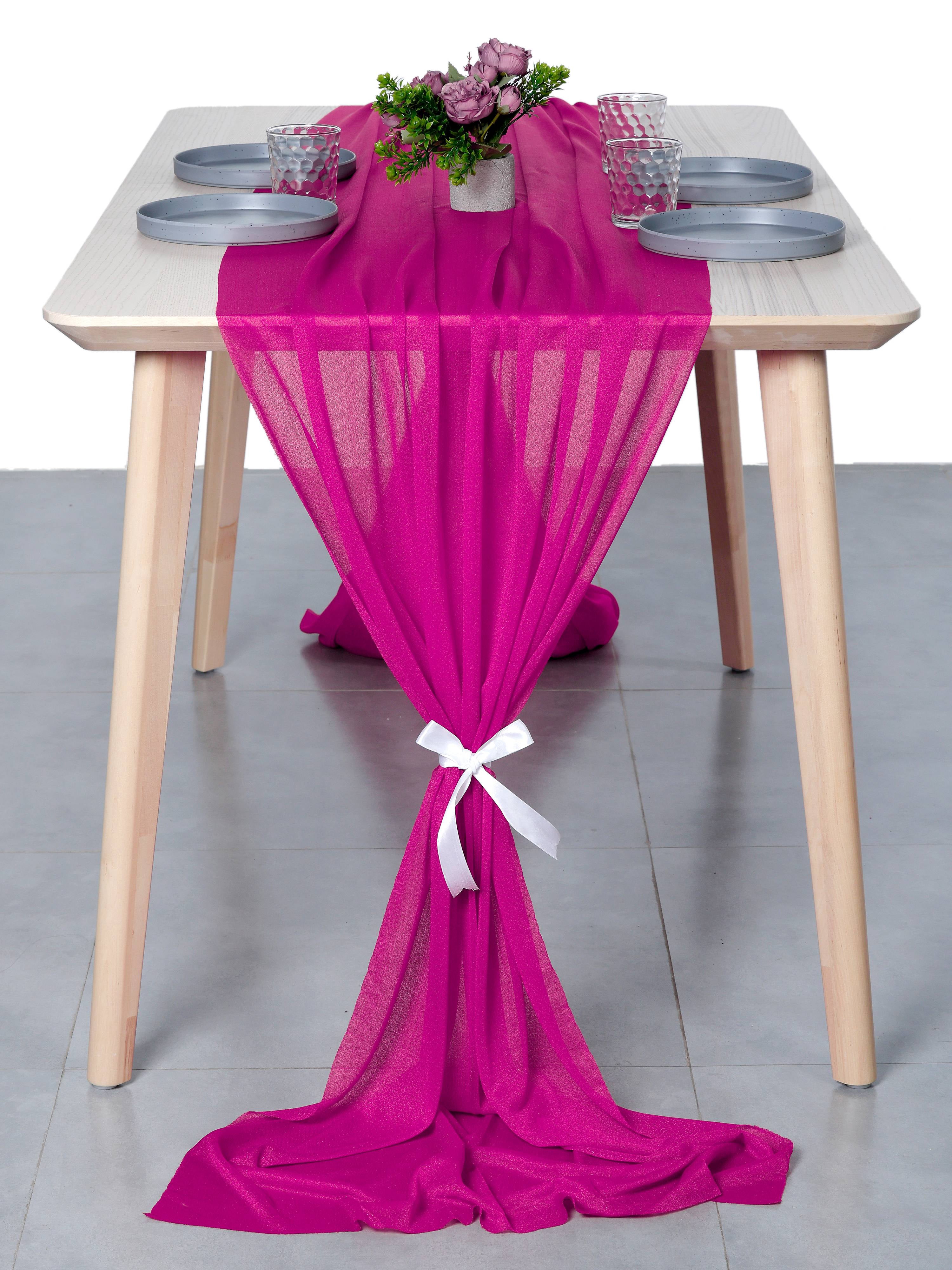 MDS pack of 12 Wedding 29 x 120 inches Sheer chiffon Table Runner for ...