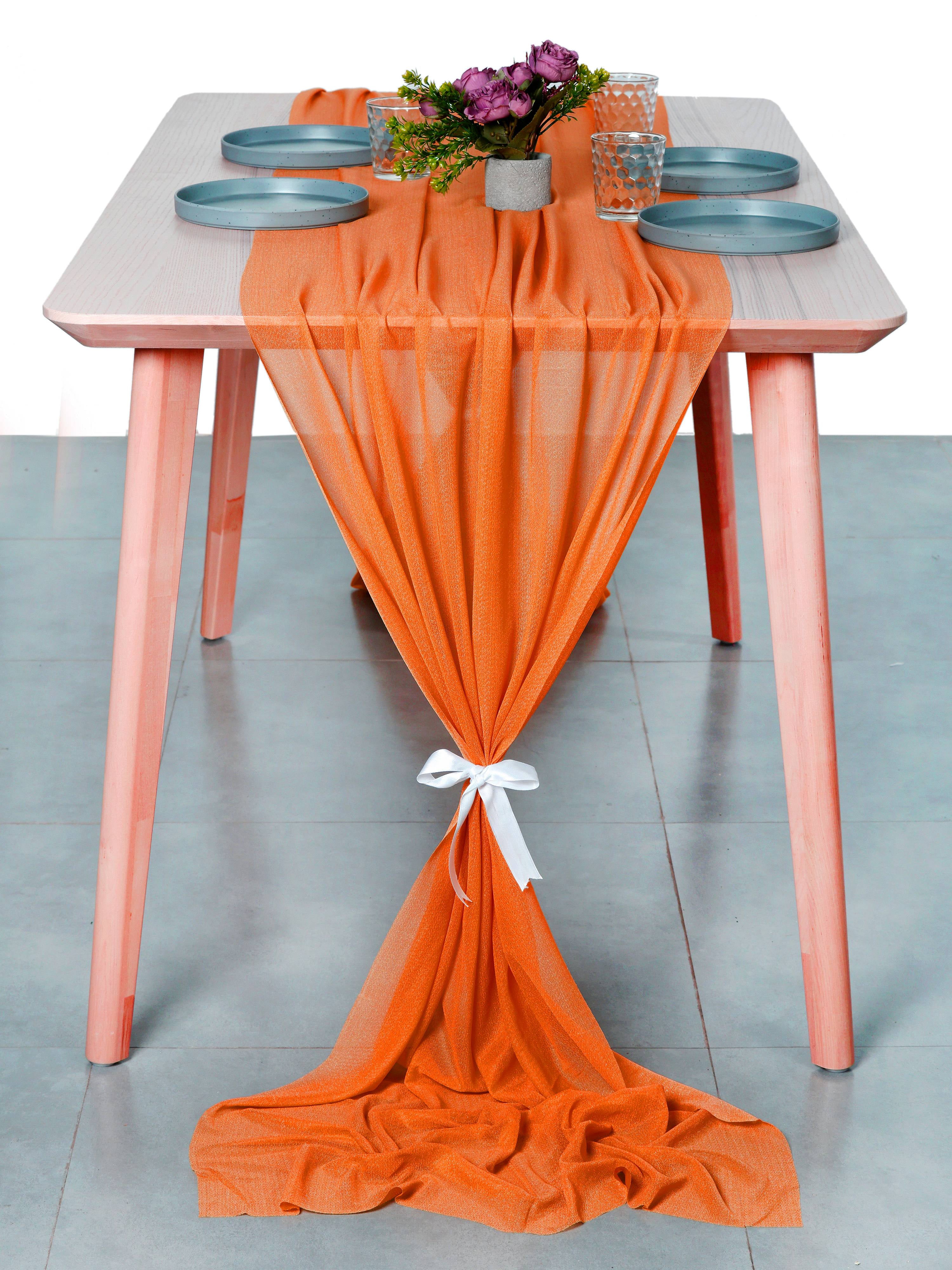 MDS pack of 12 Wedding 29 x 120 inches Sheer chiffon Table Runner for ...