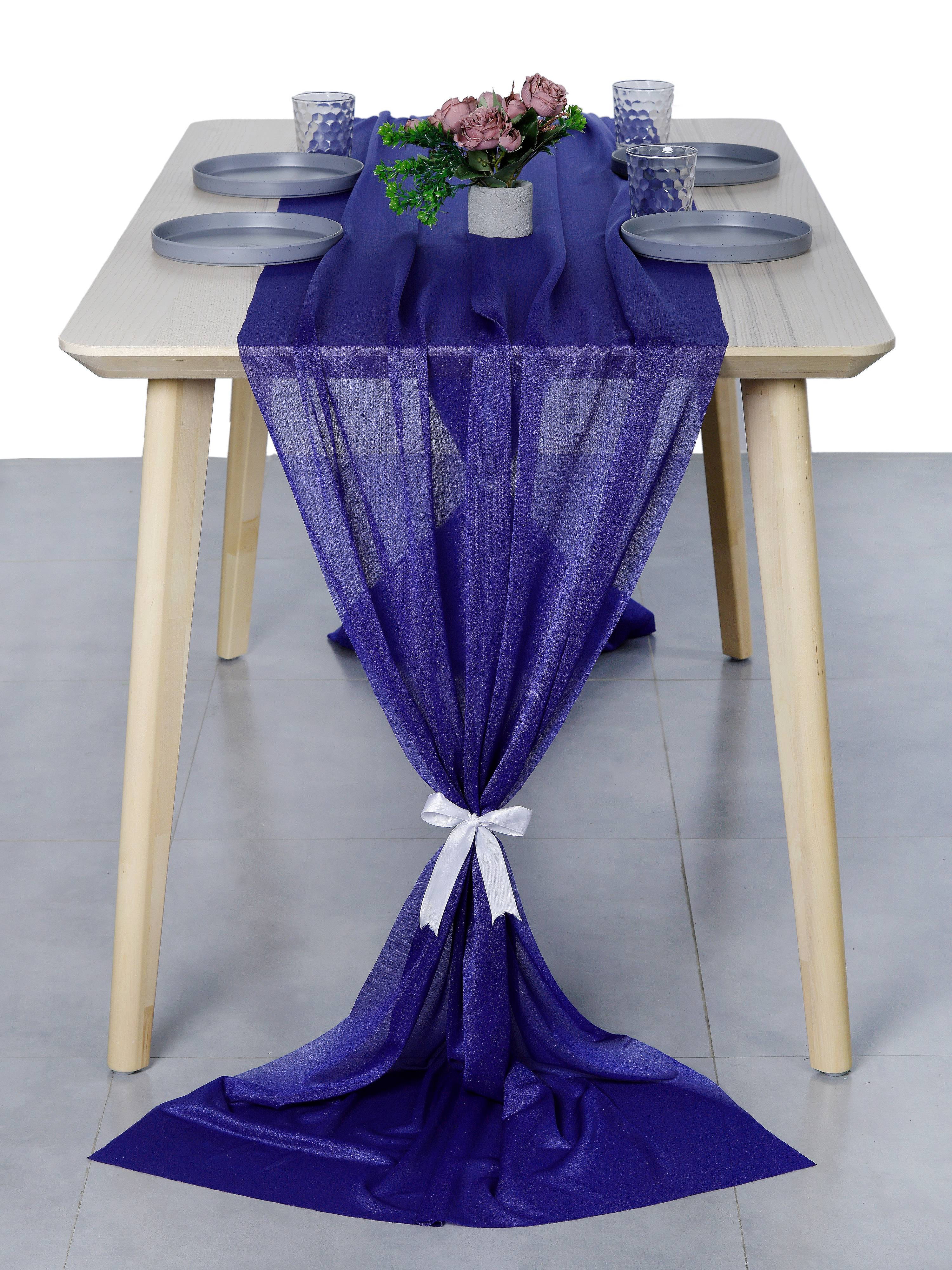 MDS pack of 12 Wedding 29 x 120 inches Sheer chiffon Table Runner for ...