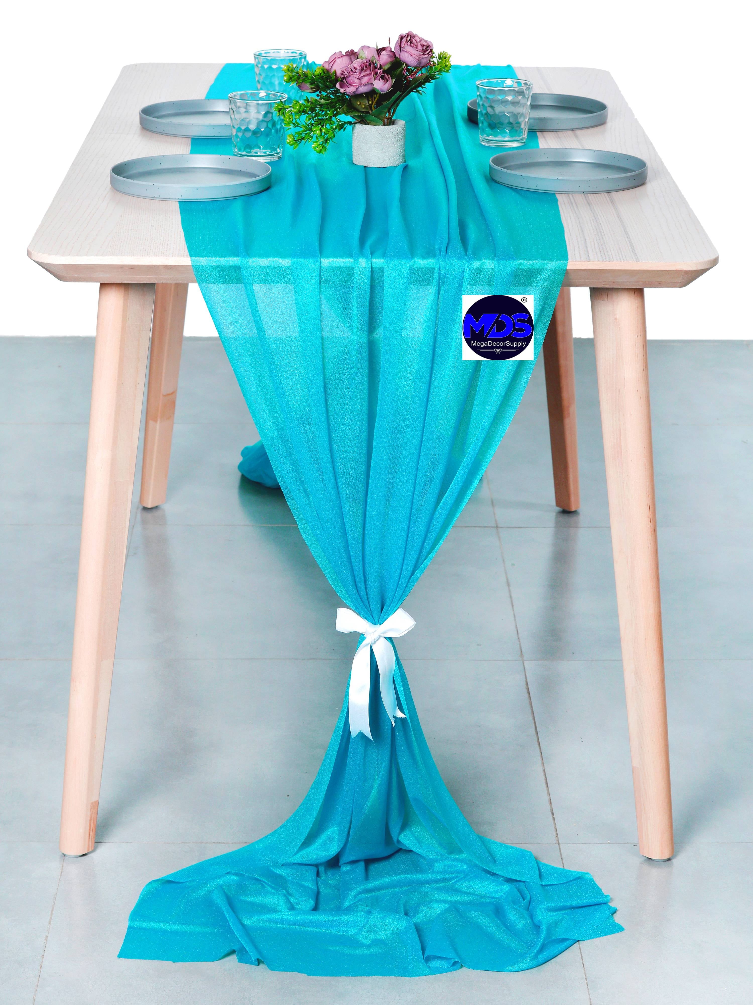 MDS pack of 12 Wedding 29 x 120 inches Sheer chiffon Table Runner for ...